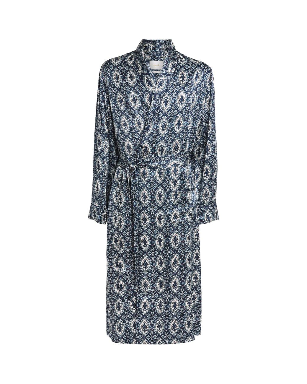 Harrods Silk Tile Print Night Robe in Blue for Men | Lyst UK