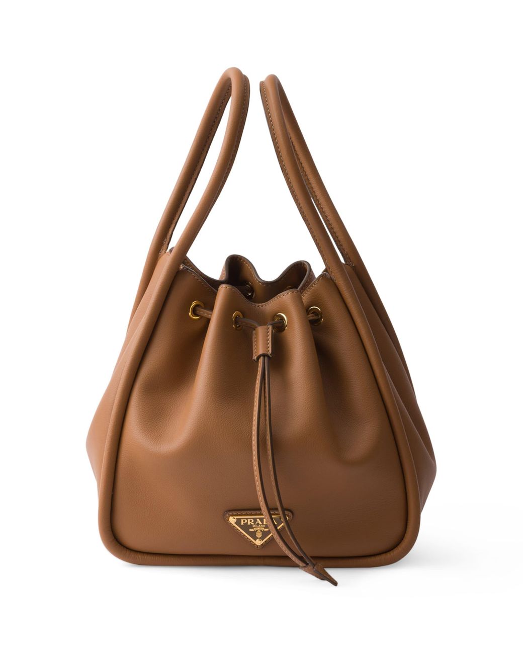 Prada Mini Leather Darling Bucket Bag in Brown | Lyst UK