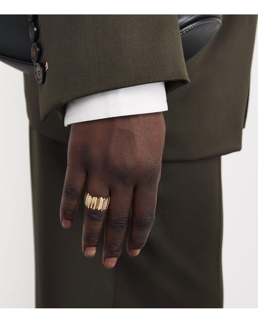 Suzanne Kalan And Diamond Classic Half Pave Deco Ring in Metallic | Lyst