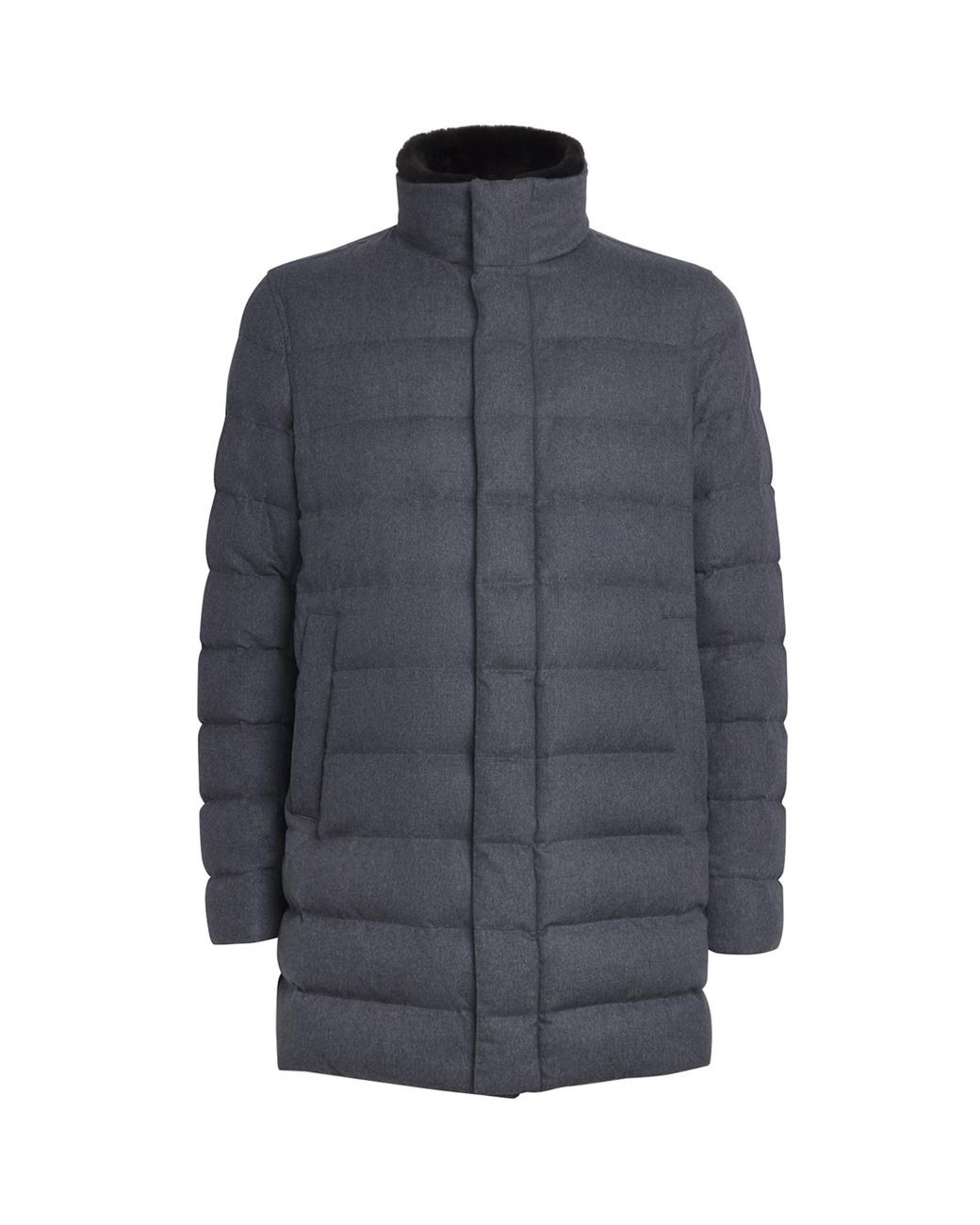 Herno Cashmere-Silk Down Puffer Car Coat in Blue for Men | Lyst