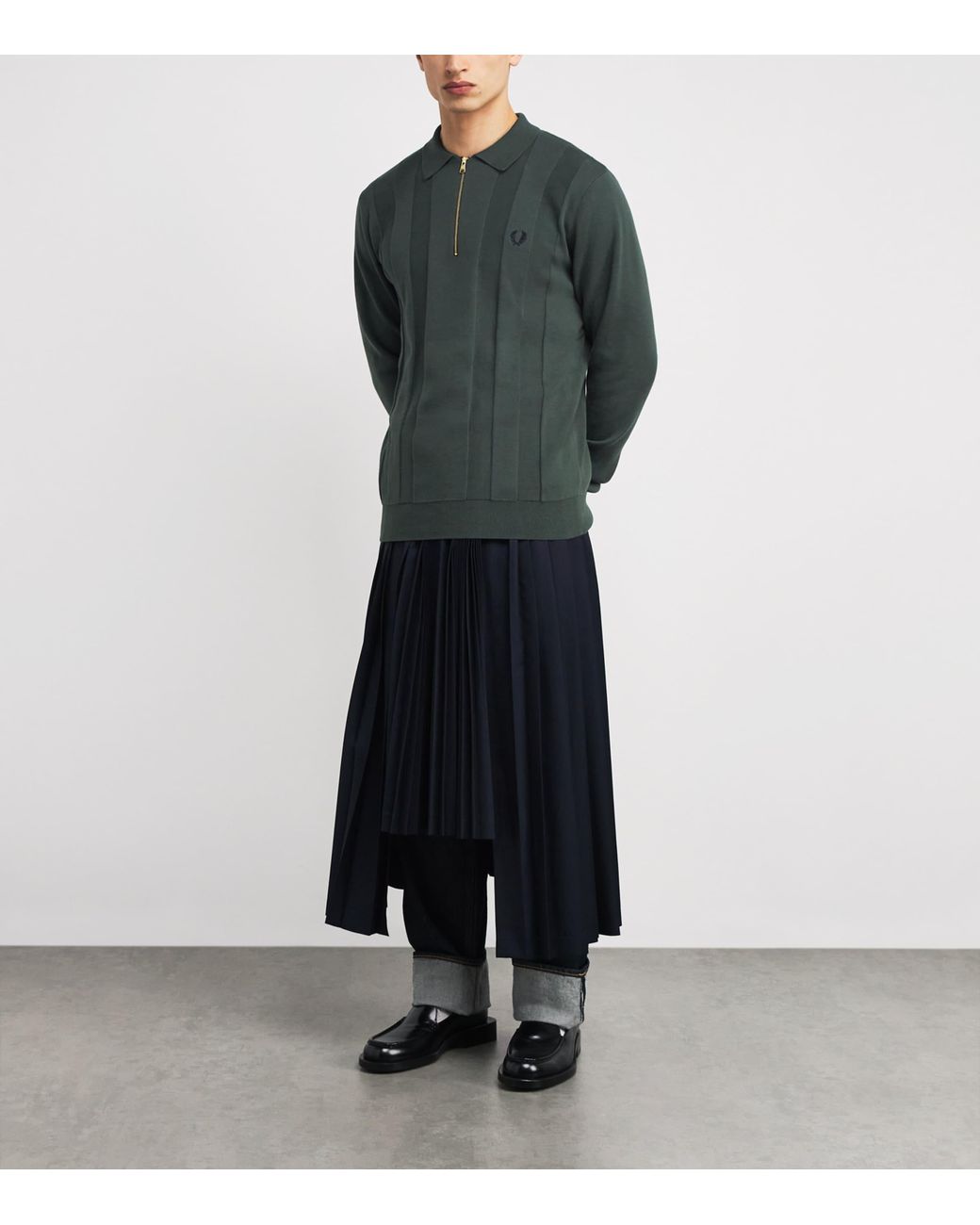 Fred Perry Cotton Zip-Up Polo Shirt in Green for Men | Lyst