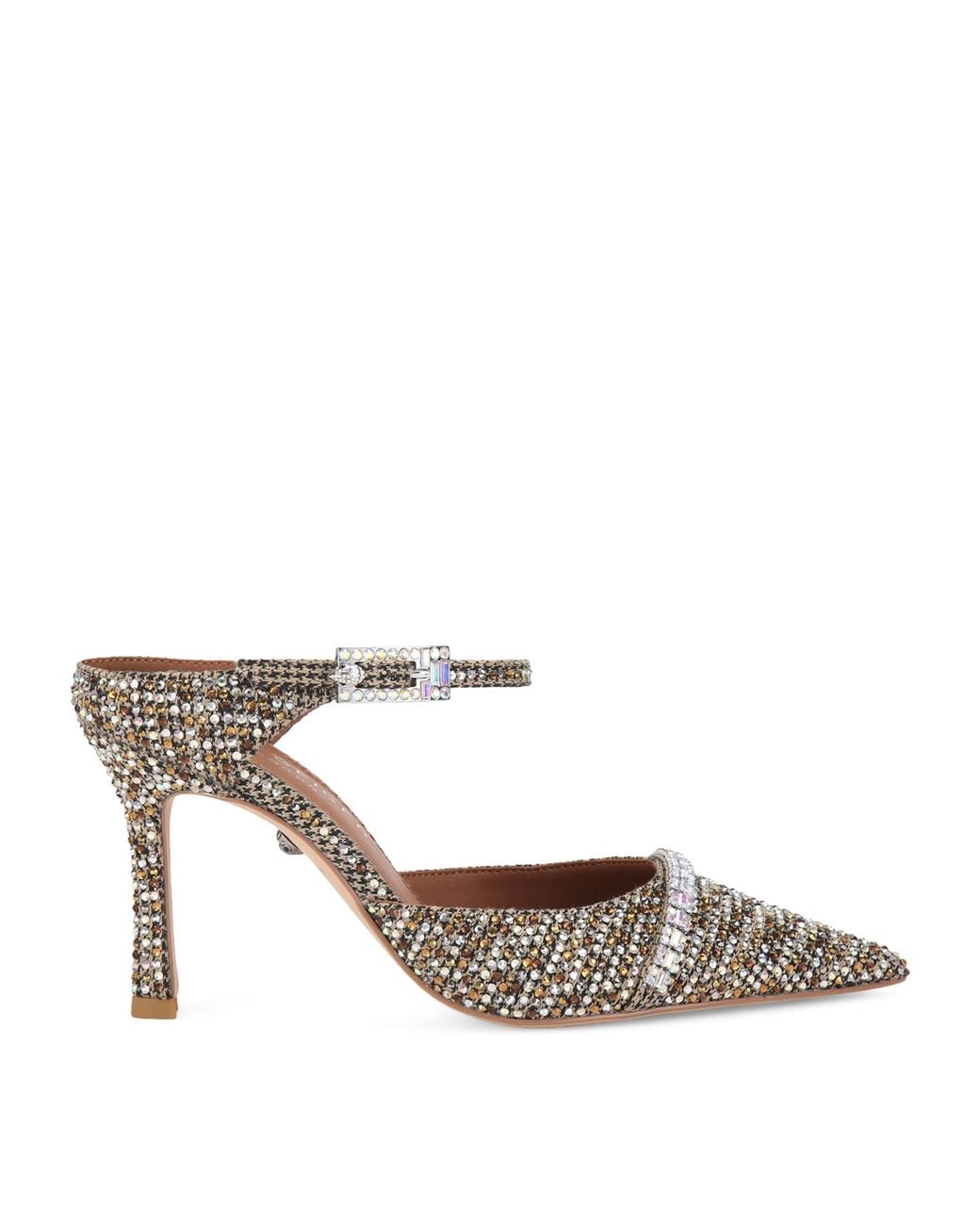 Kurt Geiger Embellished Strass Point Mules 90 in Metallic | Lyst