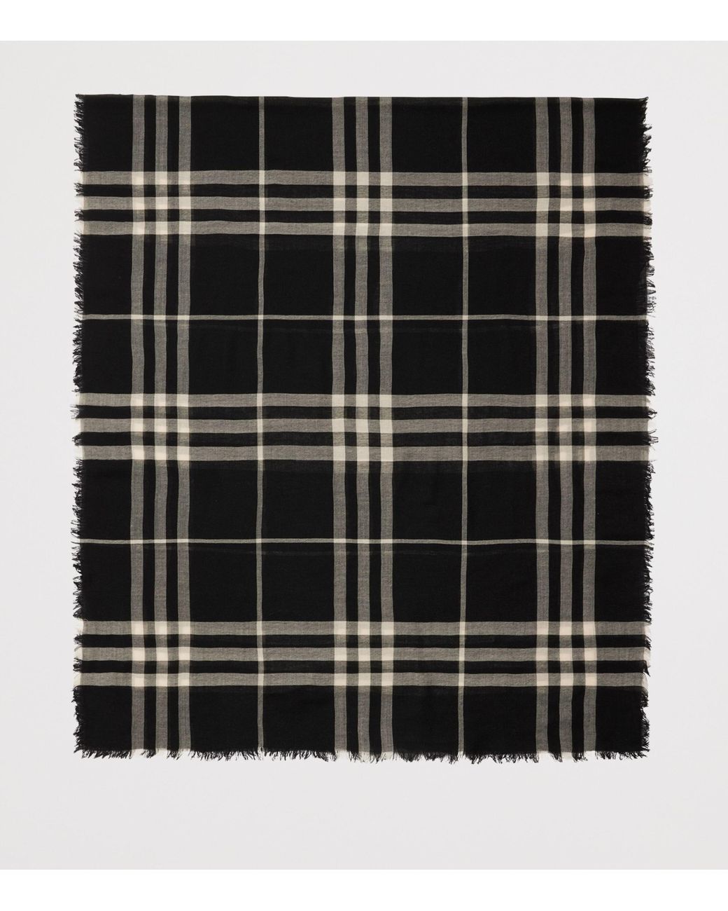 Burberry Wool Wide Check Scarf in Black | Lyst UK