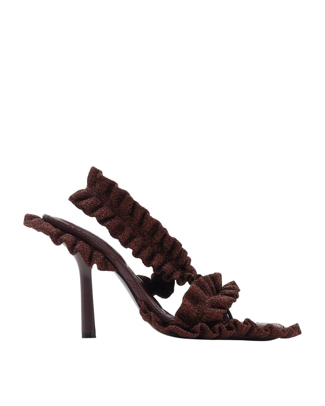 Burberry Metallic Ruffled Sandals 105 in Brown | Lyst