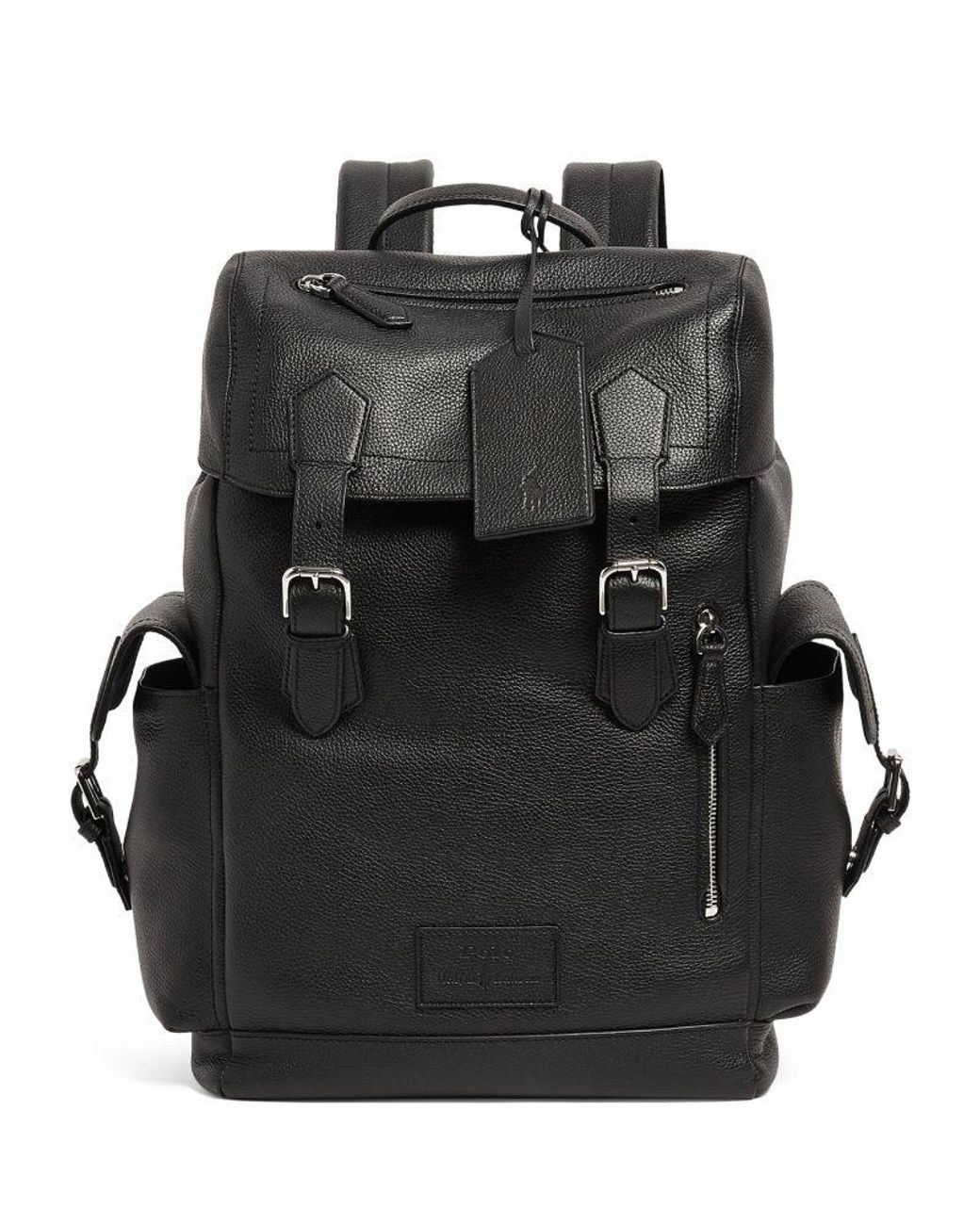 Polo Ralph Lauren Pebbled Leather Backpack in Black for Men | Lyst UK