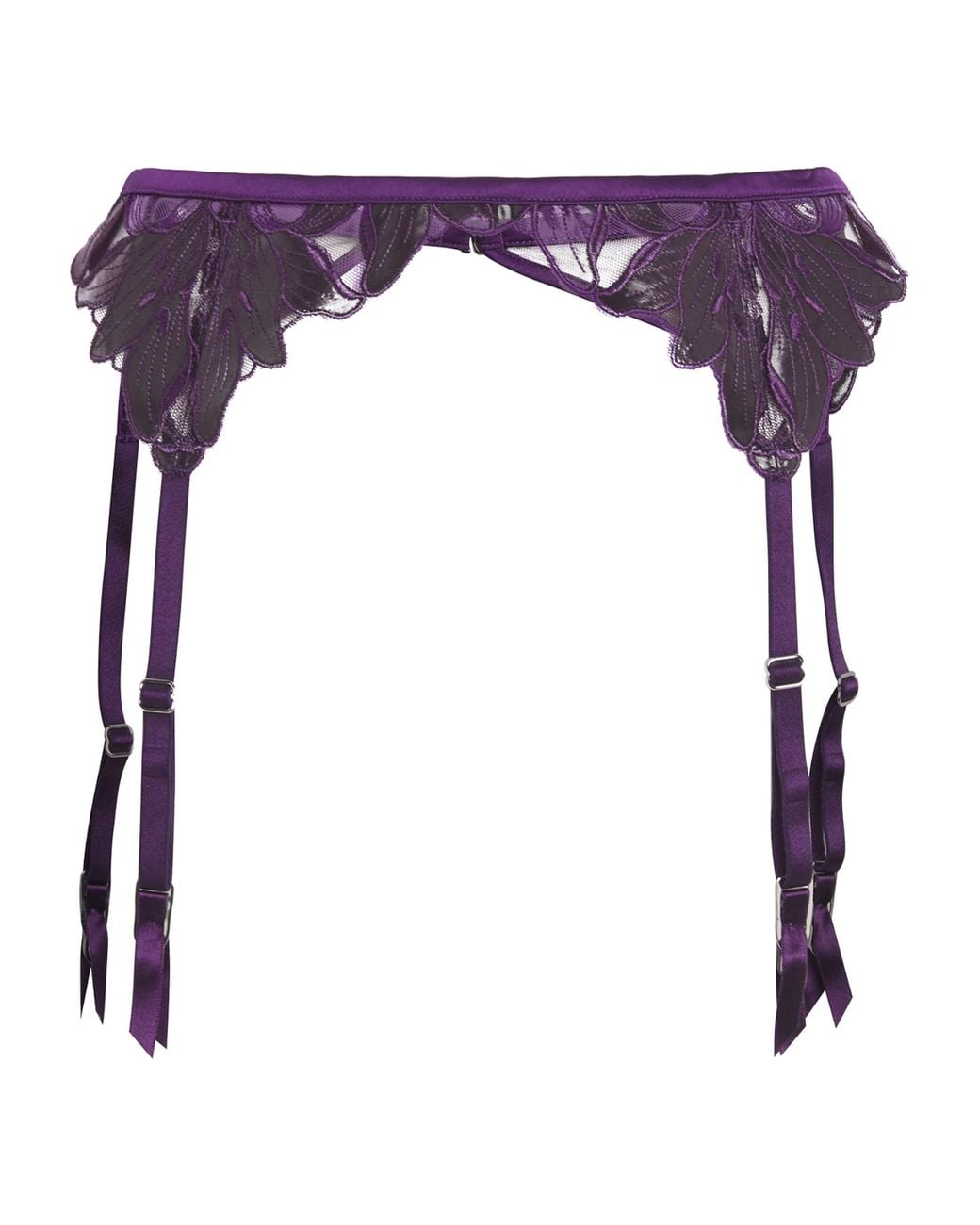 Fleur du Mal Lily Embroidered Suspender Belt in Purple | Lyst