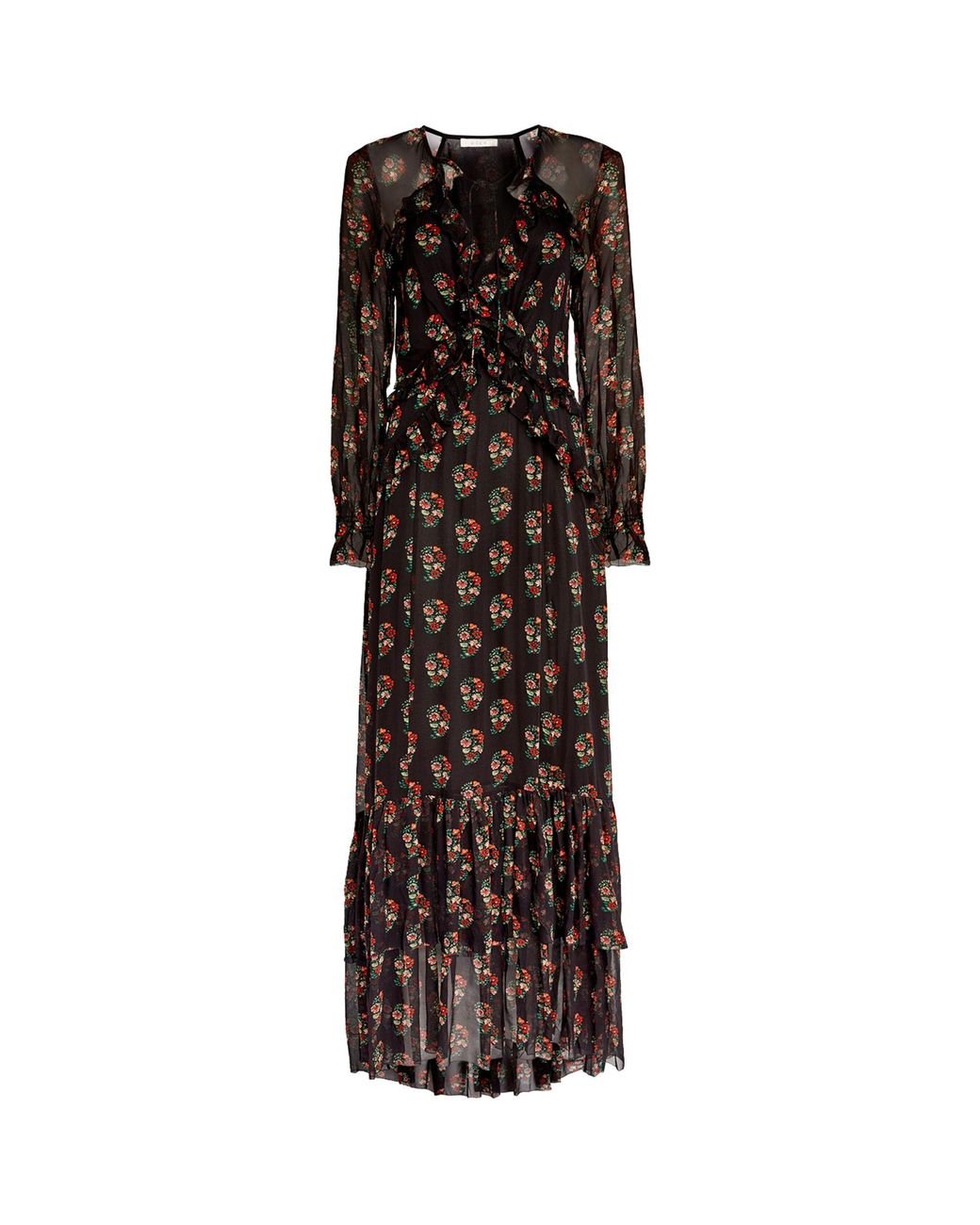 Doen Silk Floral Maxi Dress in Brown | Lyst