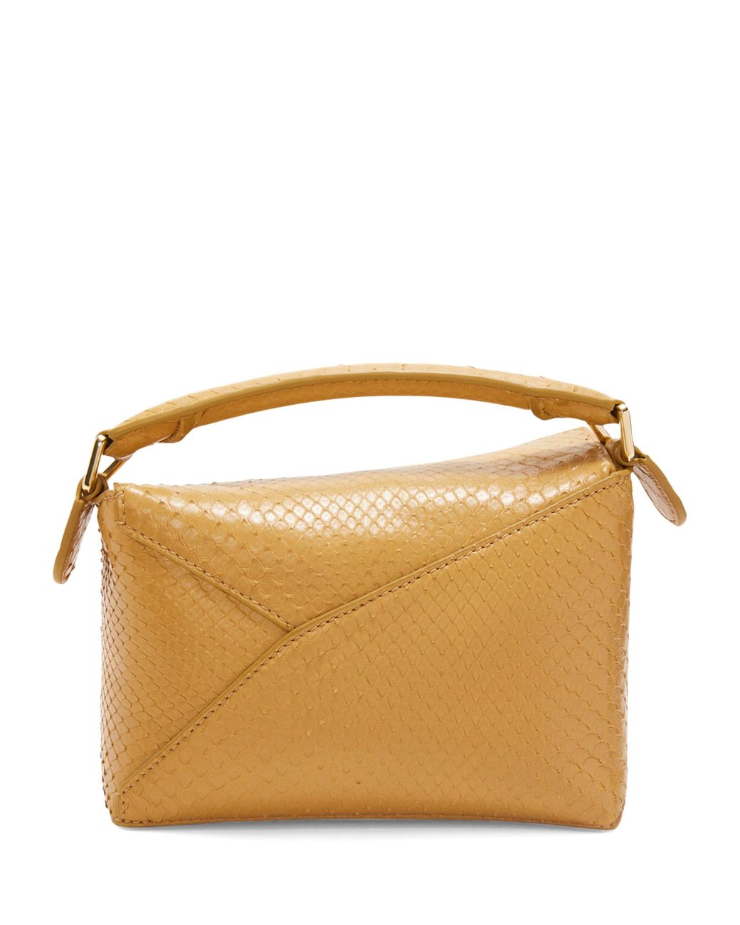 Loewe Mini Snakeskin Puzzle Edge Top-Handle Bag in Brown | Lyst