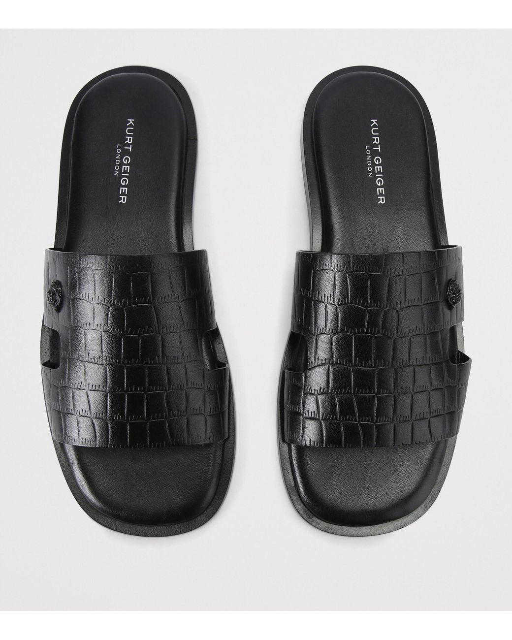 Kurt Geiger Leather Bond Slides in Black for Men | Lyst UK