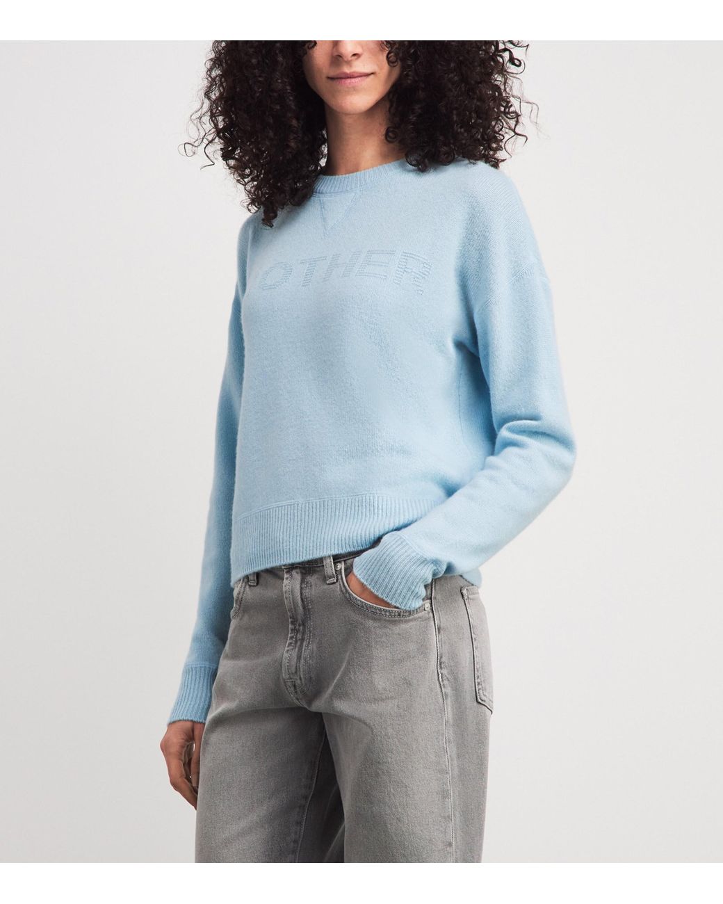 Mother Cashmere Logo Sweater in Blue | Lyst UK