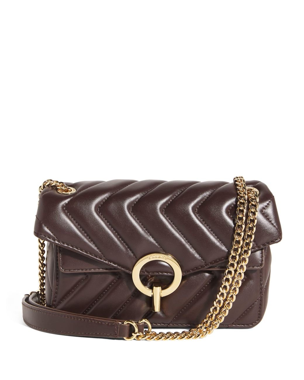 Sandro Small Quilted Leather Yza Shoulder Bag in Brown | Lyst UK