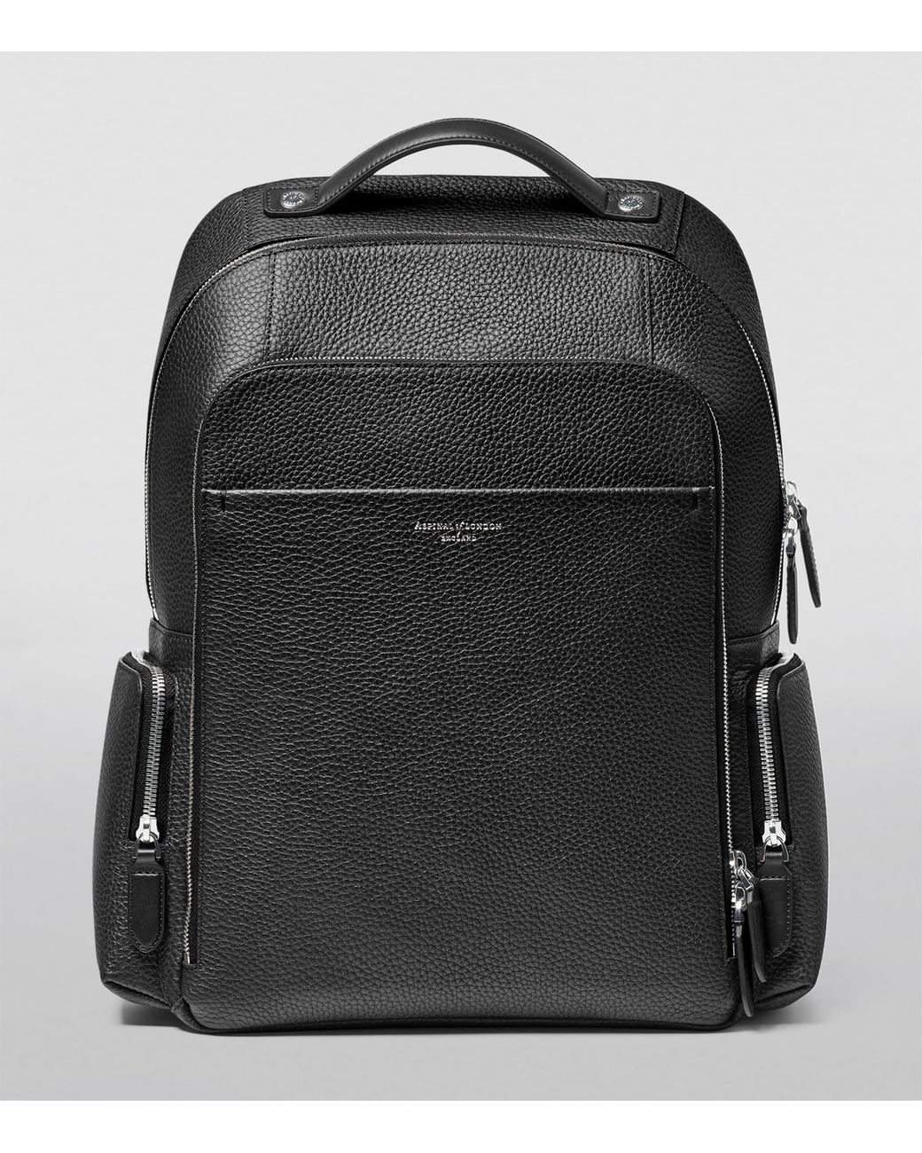 Aspinal of London Pebble Leather Reporter Zipped Backpack in Black | Lyst