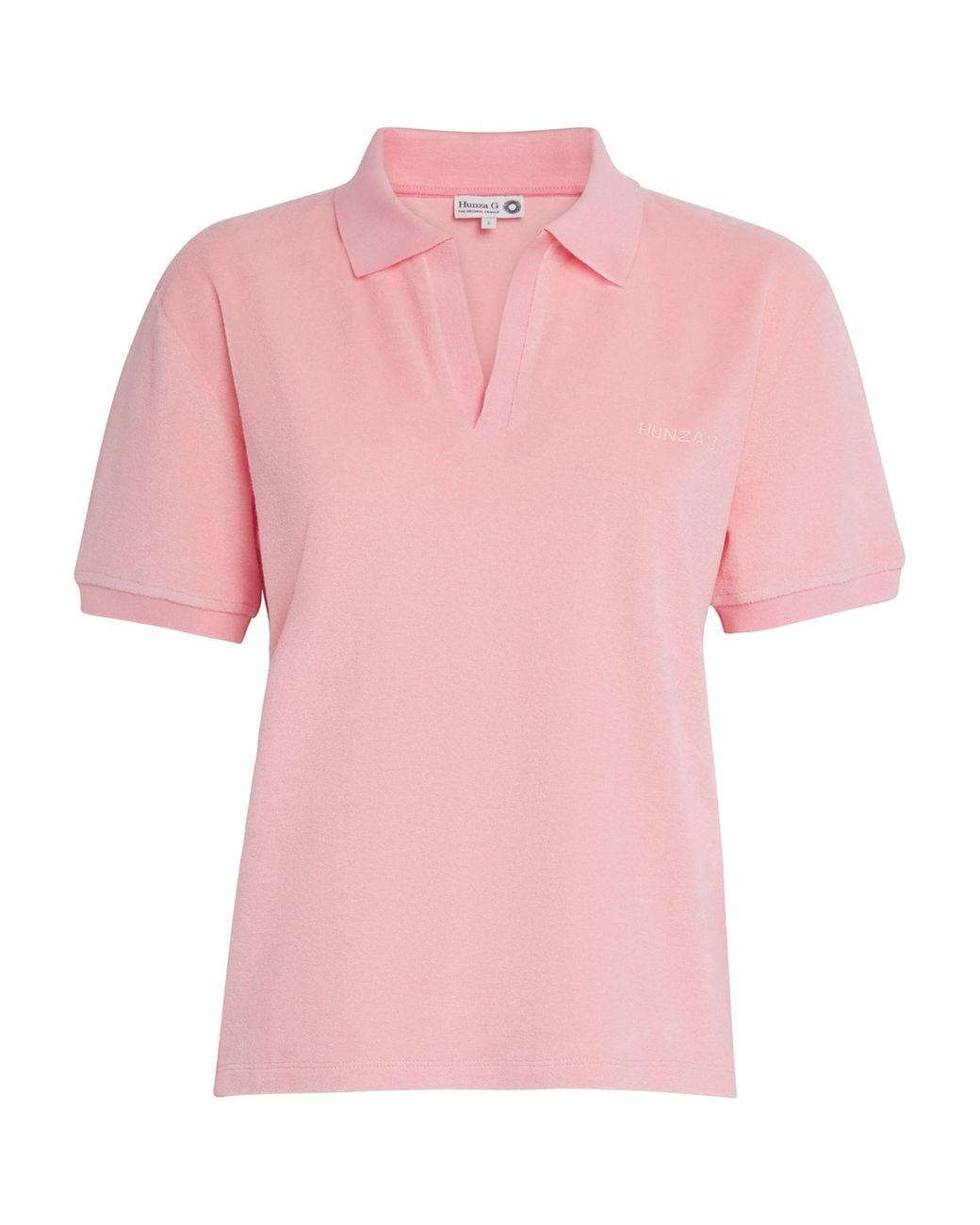 Hunza G Cotton Terry Towelling Polo Shirt in Pink | Lyst