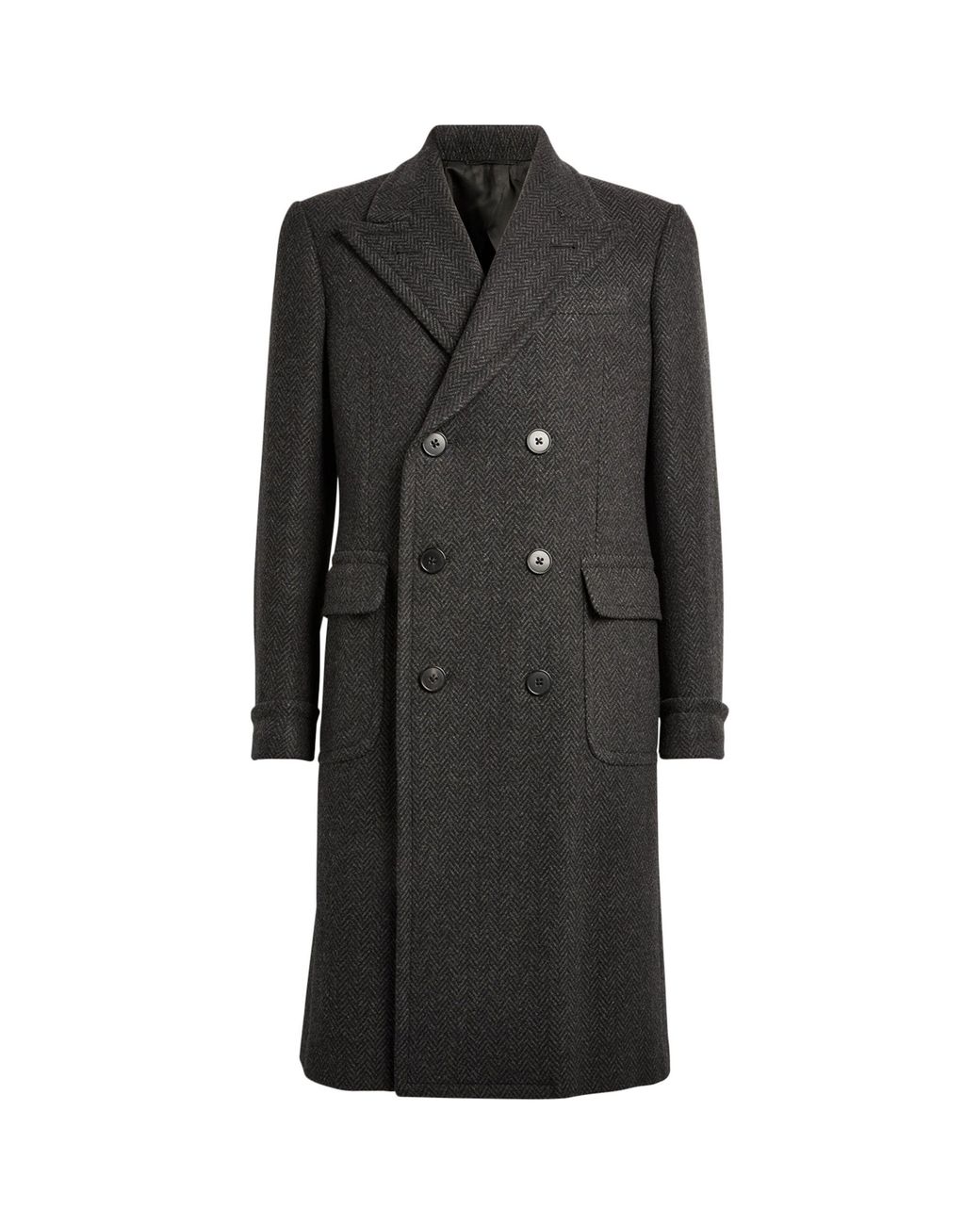 Ralph Lauren Purple Label Cashmere Herringbone Overcoat in Black for ...