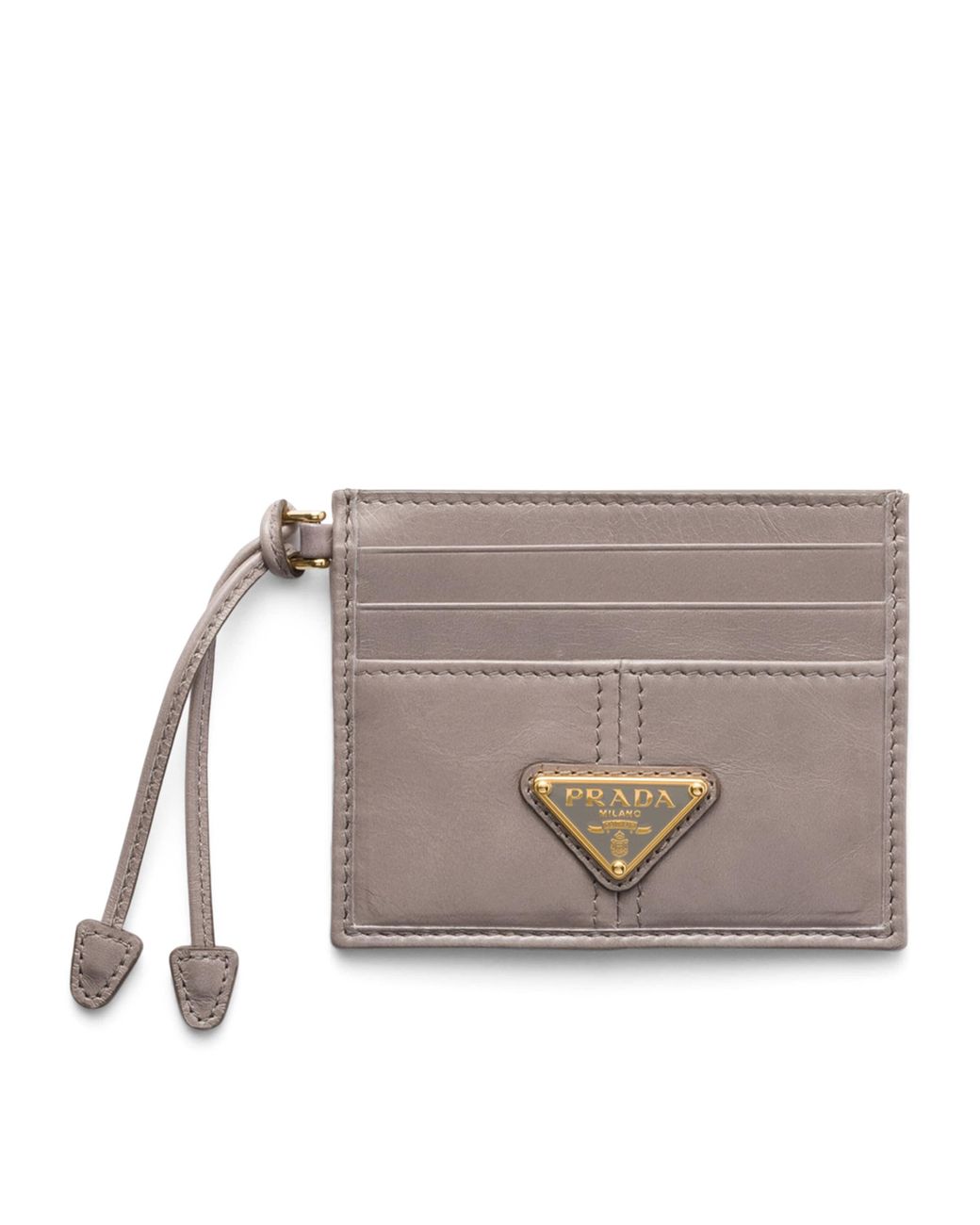Prada Leather Card Holder in Grey | Lyst UK