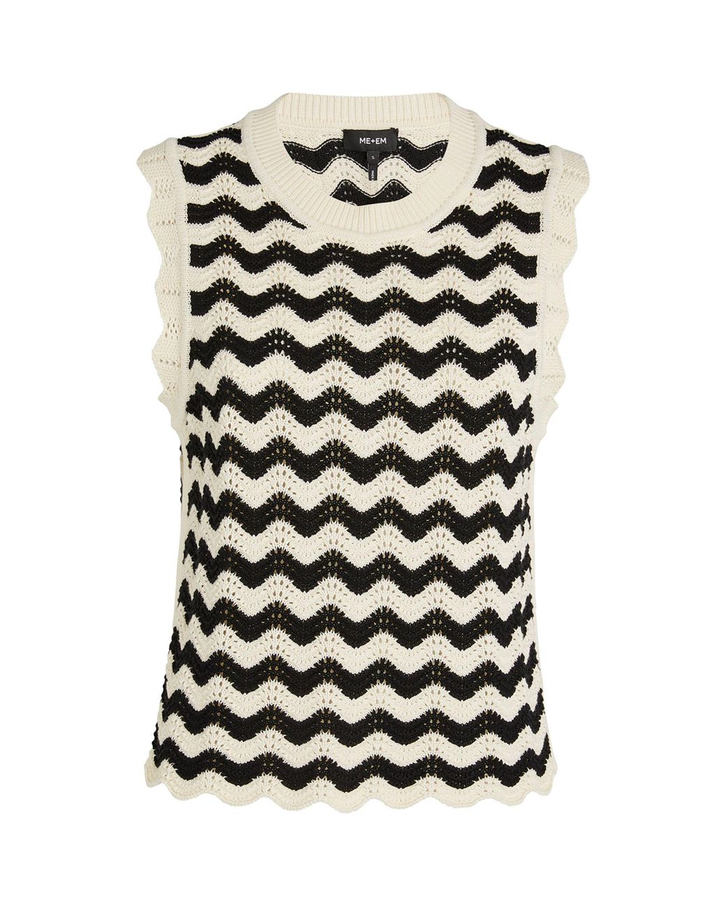 ME+EM Me+em Striped Scallop Knitted Vest in Black | Lyst UK