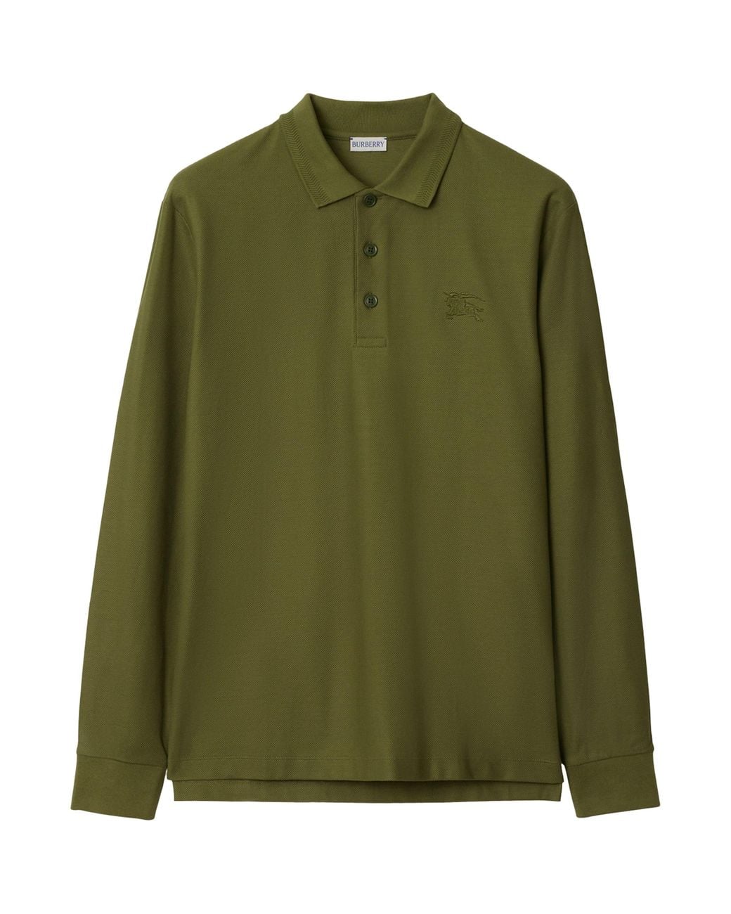 Burberry Cotton Ekd -Embroidered Long-Sleeve Polo Shirt in Green for ...