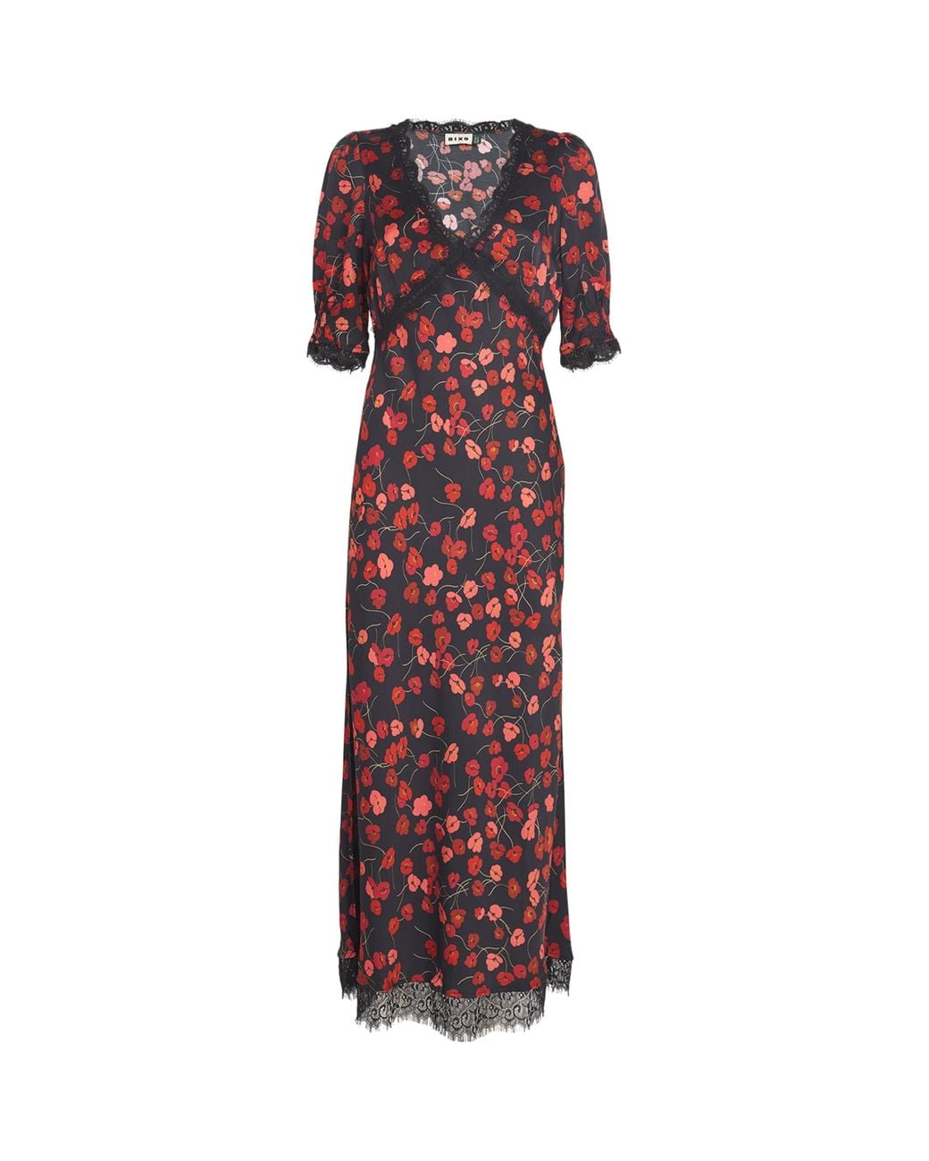 RIXO London Poppy Print Annina Midi Dress in Purple | Lyst