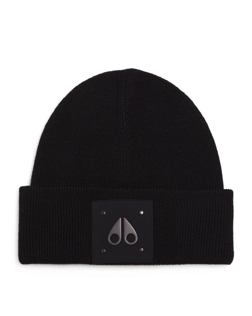 Moose Knuckles Wool Logo Beanie in Black for Men | Lyst
