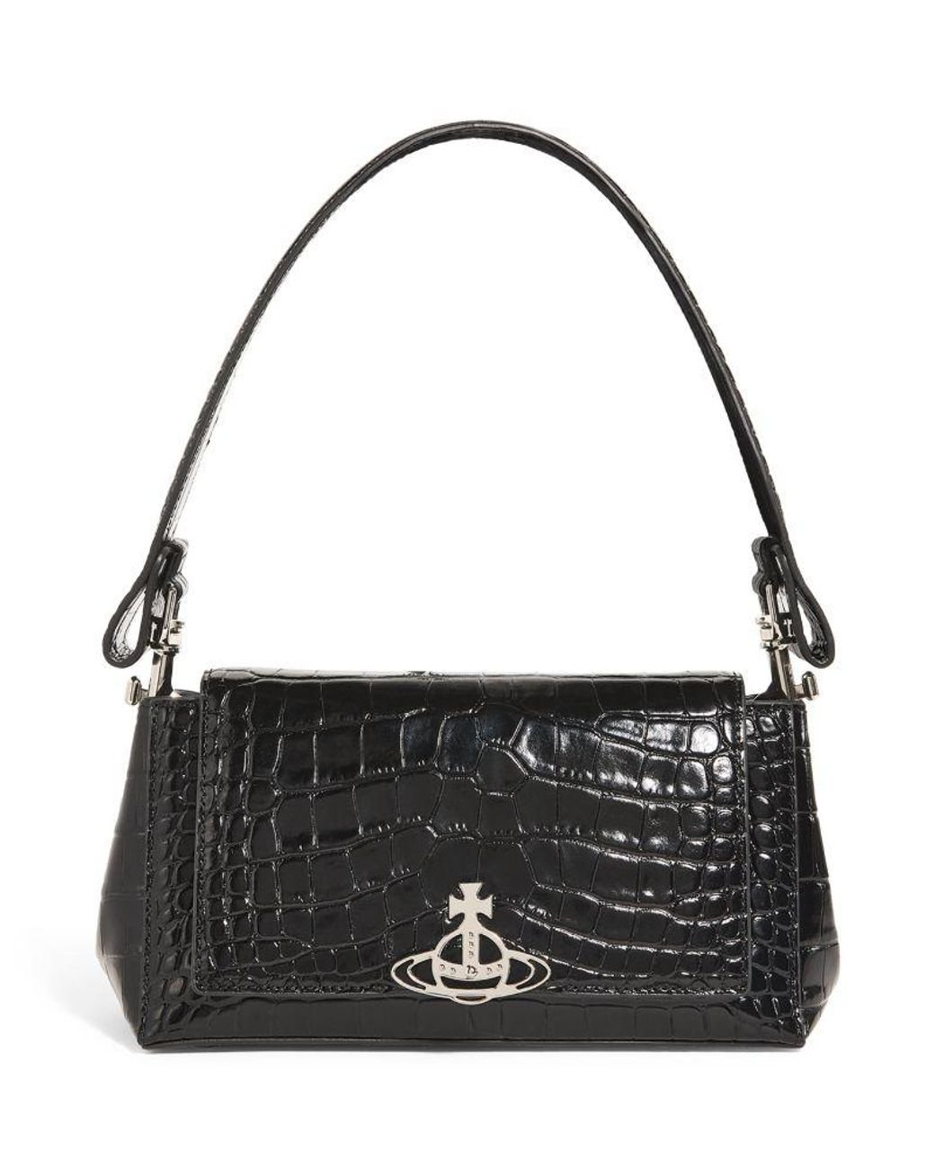 Vivienne Westwood Small Croc-Embossed Hazel Shoulder Bag in Black | Lyst