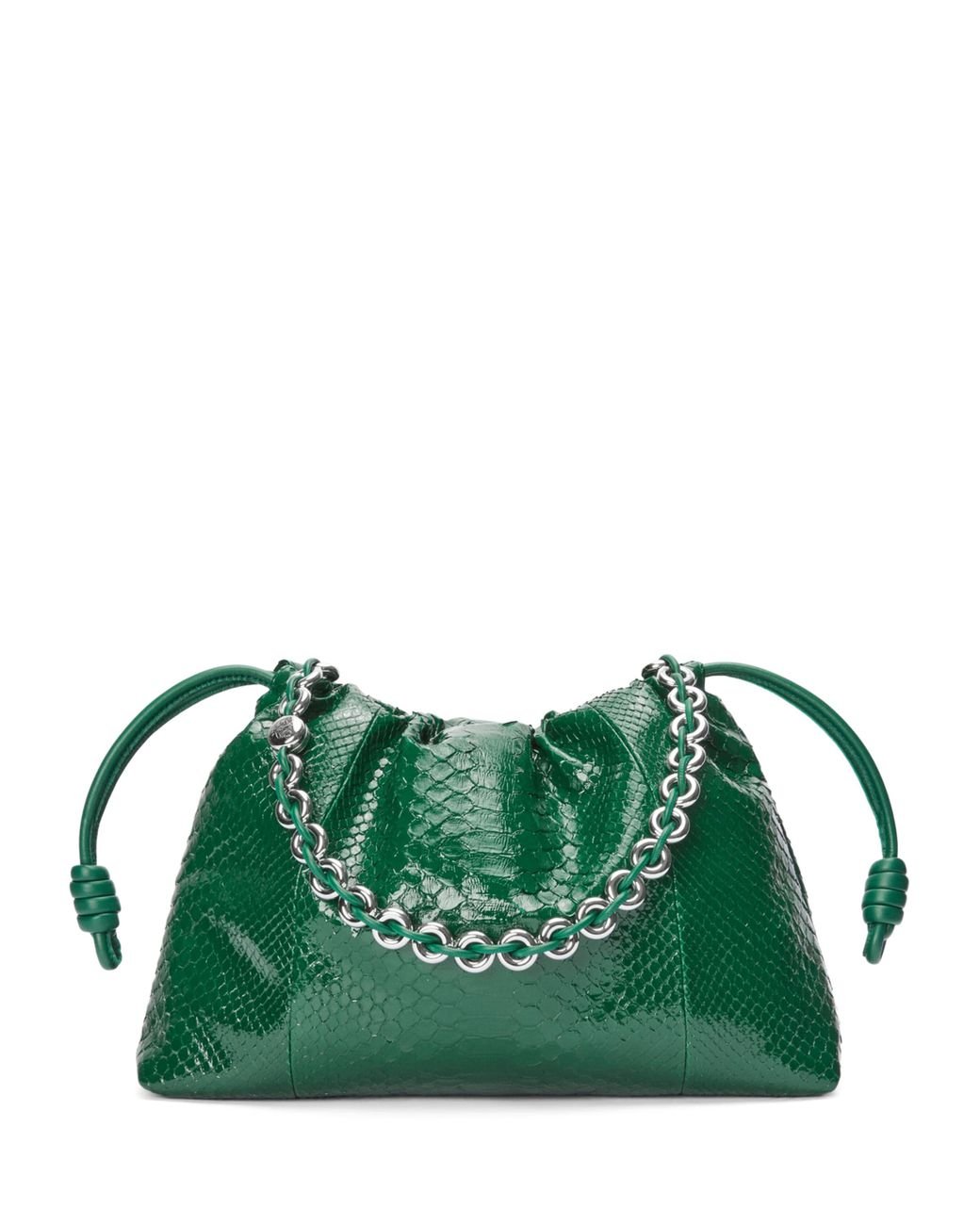 Loewe Large Patent Python Flamenco Purse in Green | Lyst