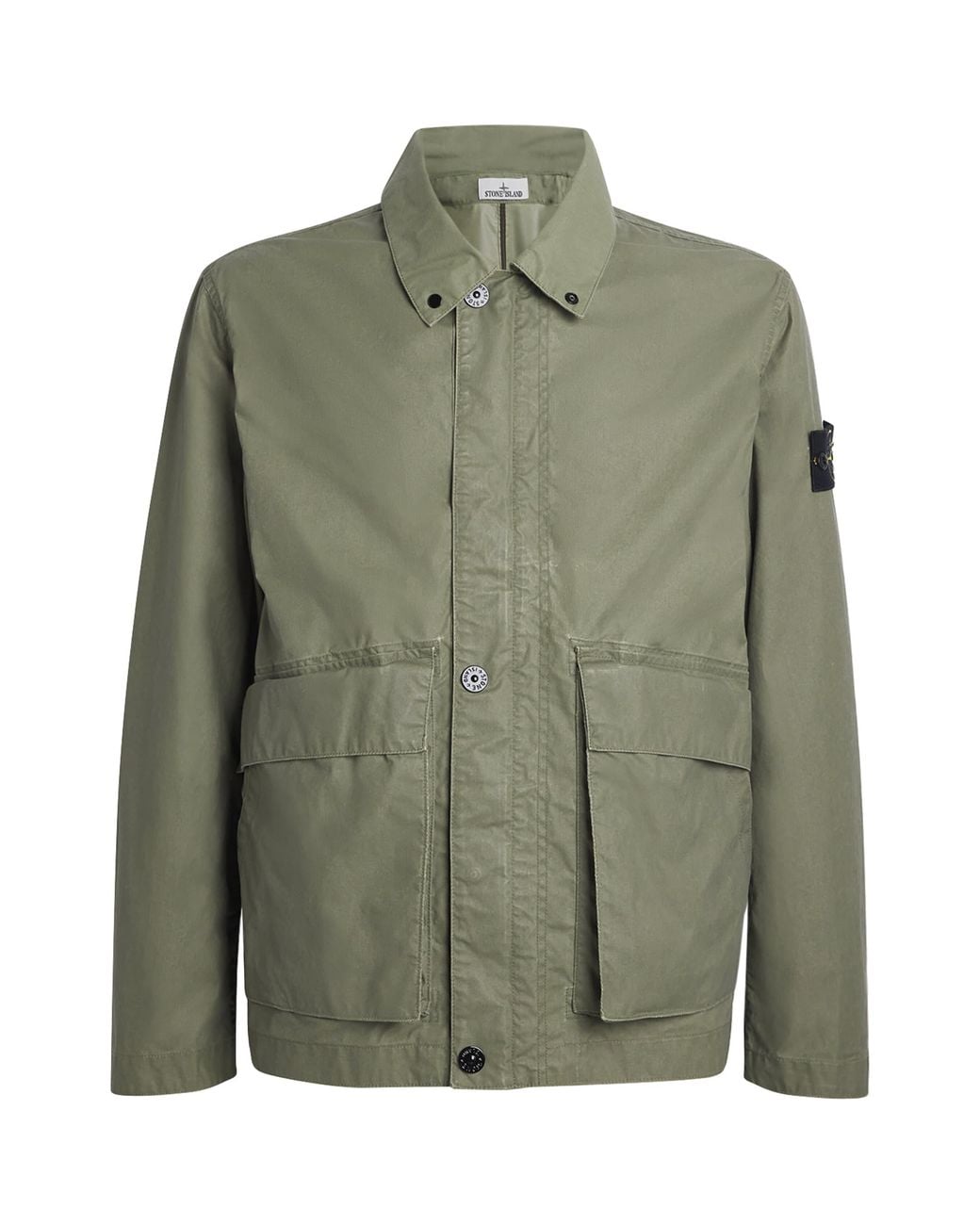 Stone Island Waxed Canvas Coach Jacket in Green for Men | Lyst UK