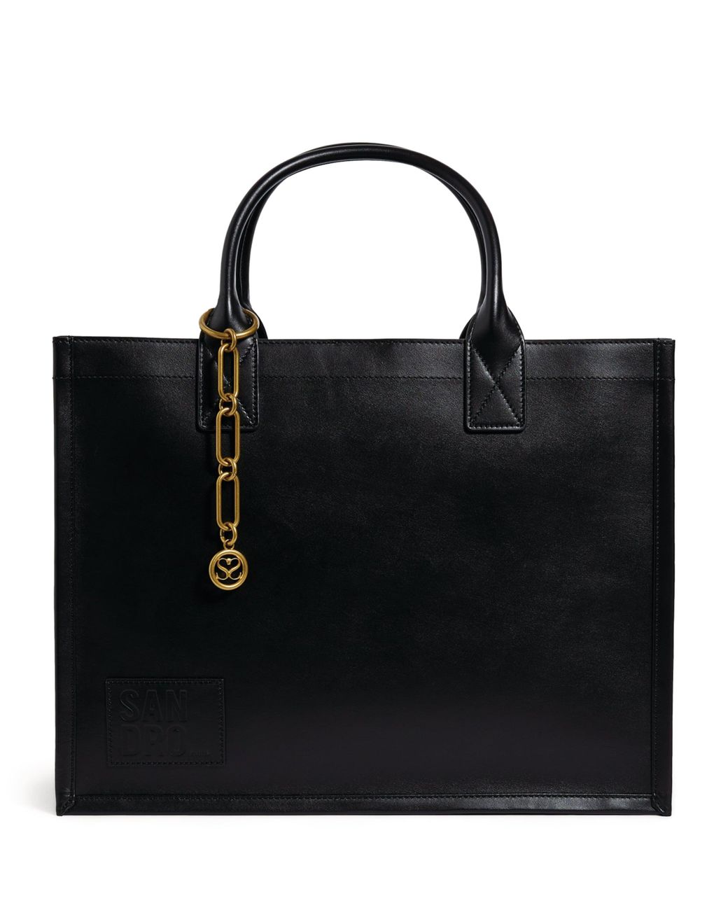 Sandro Leather Tote Bag in Black | Lyst