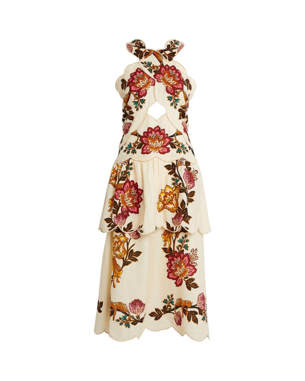 FARM Rio Floral Leopard Print Tiered Dress in Metallic | Lyst