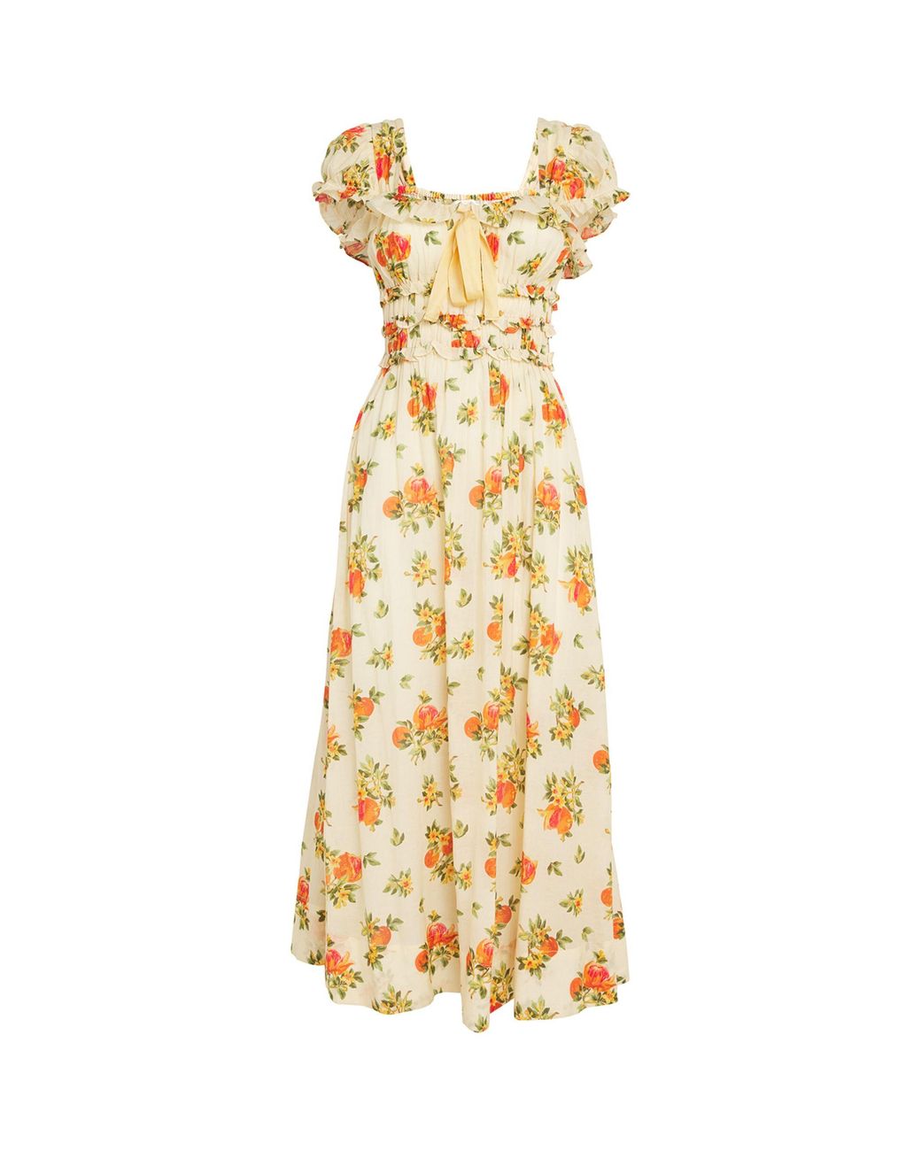 Doen Orangerie Floral Print Clarinet Midi Dress in Metallic | Lyst