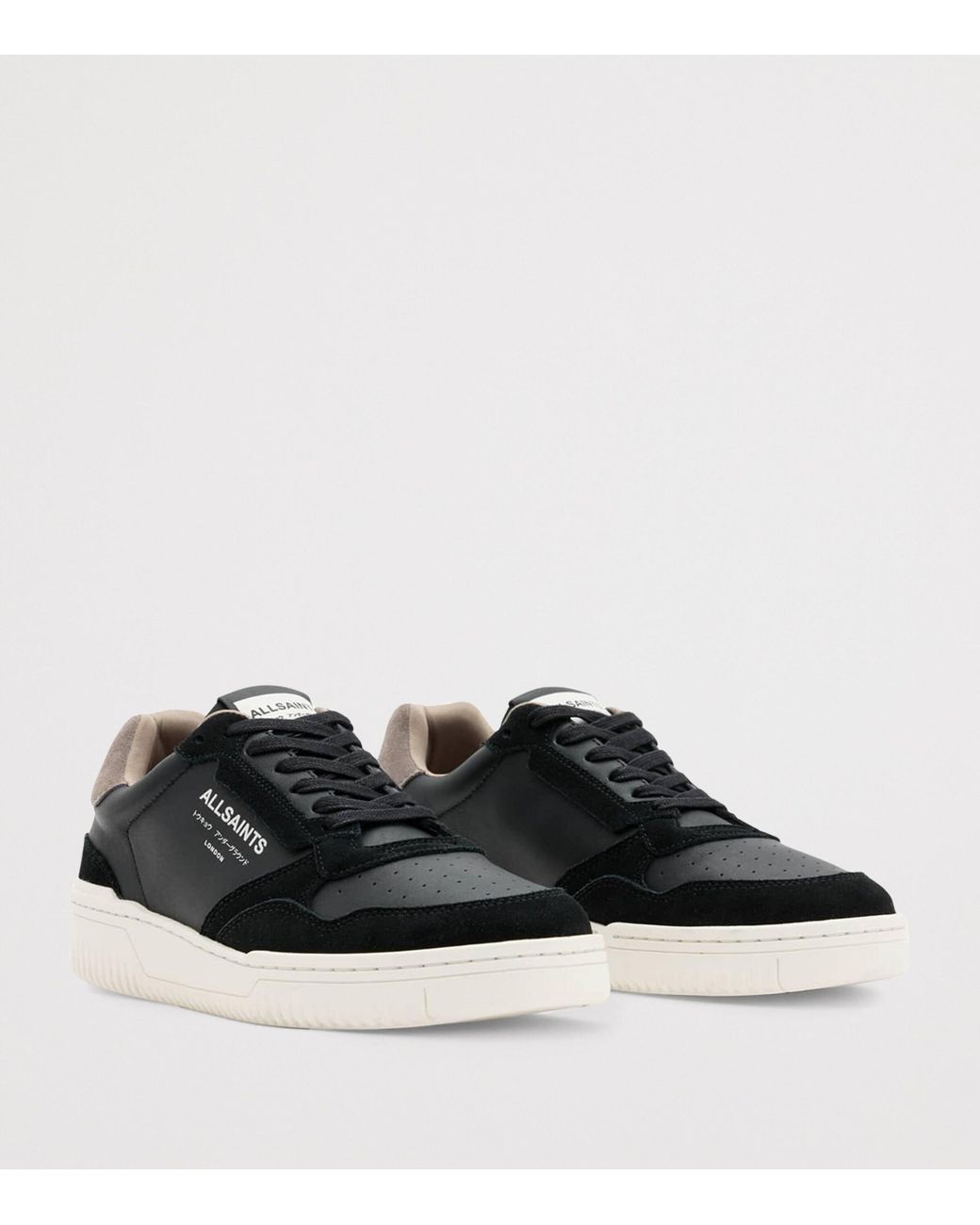 AllSaints Leather Regan Sneakers in Black for Men | Lyst