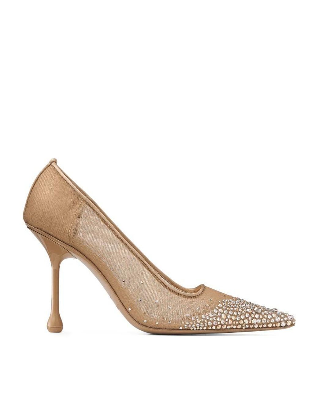 Jimmy Choo Ixia Crystal-Embellished Sculptural Heel Pumps in Natural | Lyst