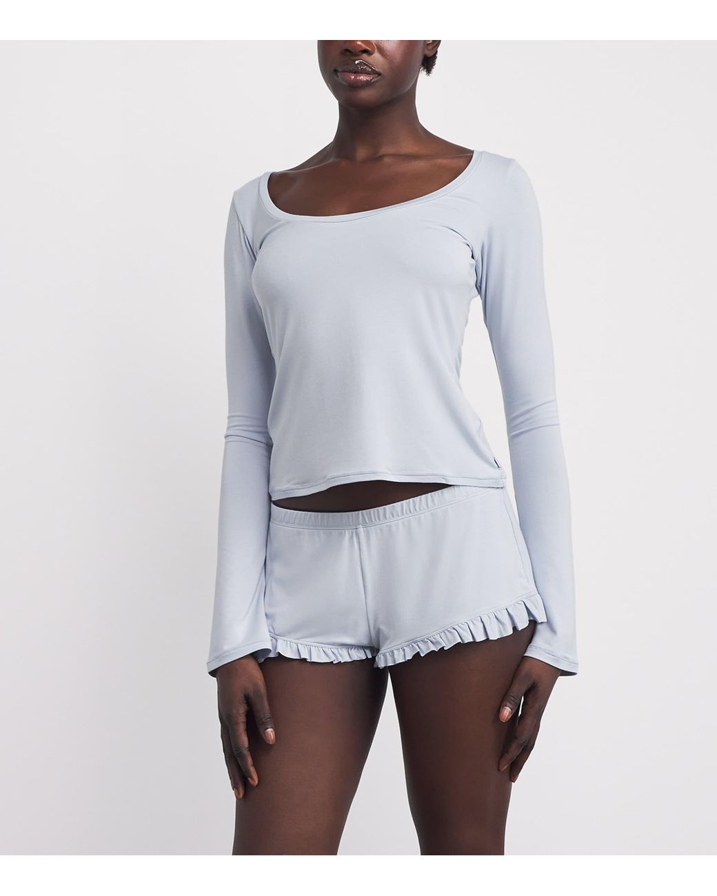 Skims Modal-Blend Long-Sleeve Pyjama Set in White | Lyst