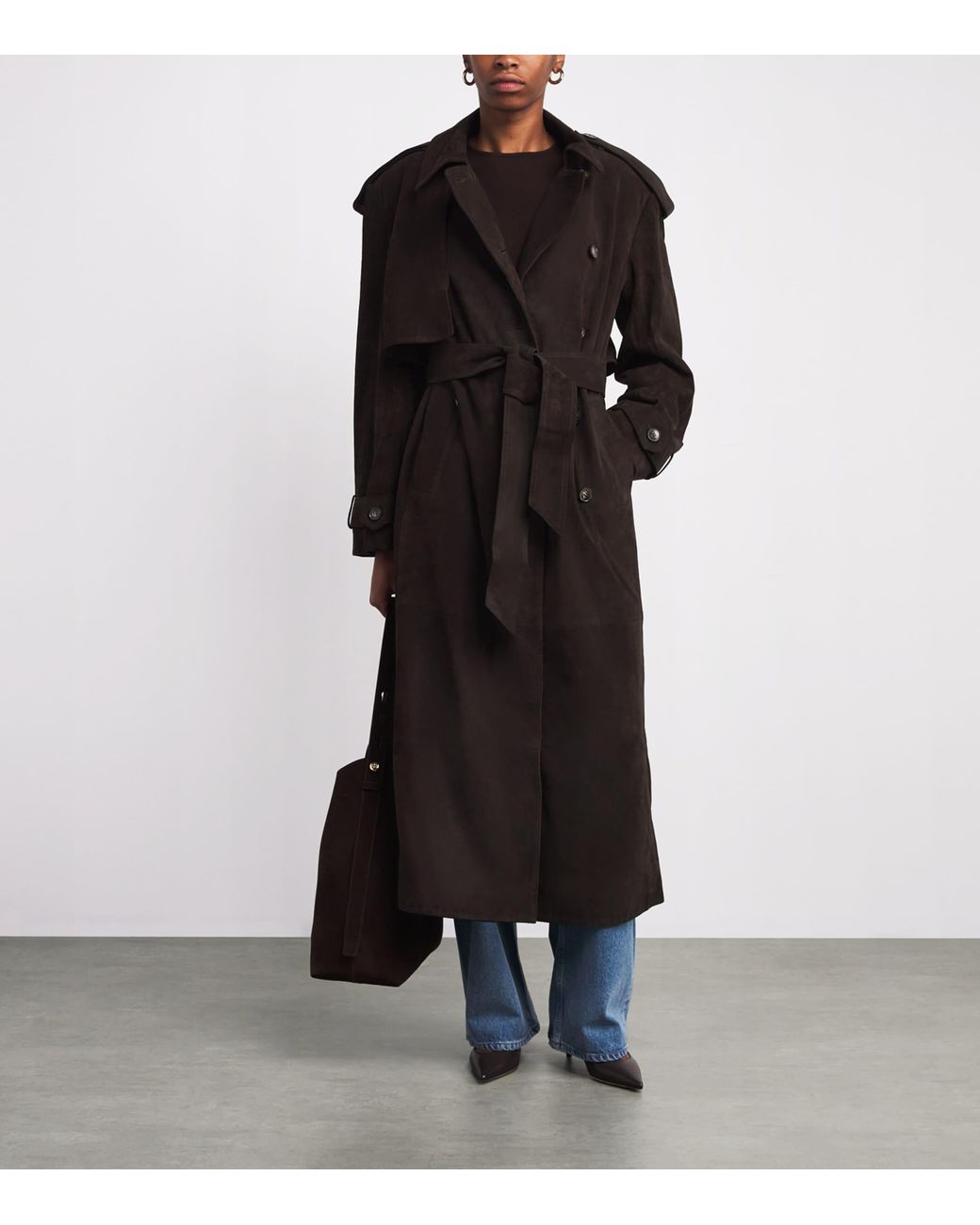 Almada Label Suede Sienna Coat in Black | Lyst UK