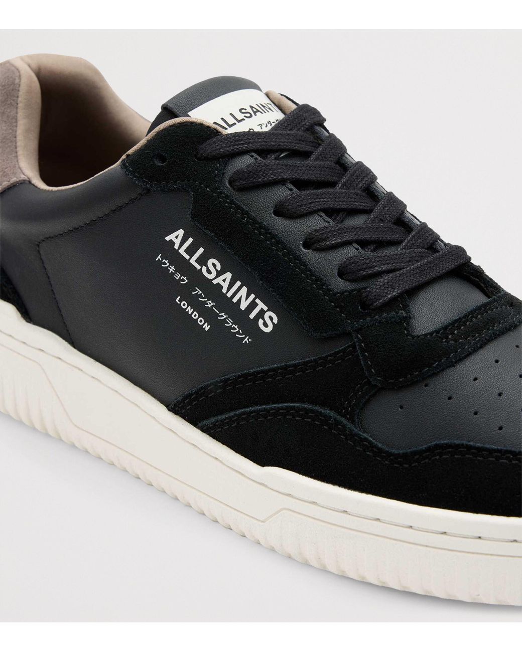 AllSaints Leather Regan Sneakers in Black for Men | Lyst