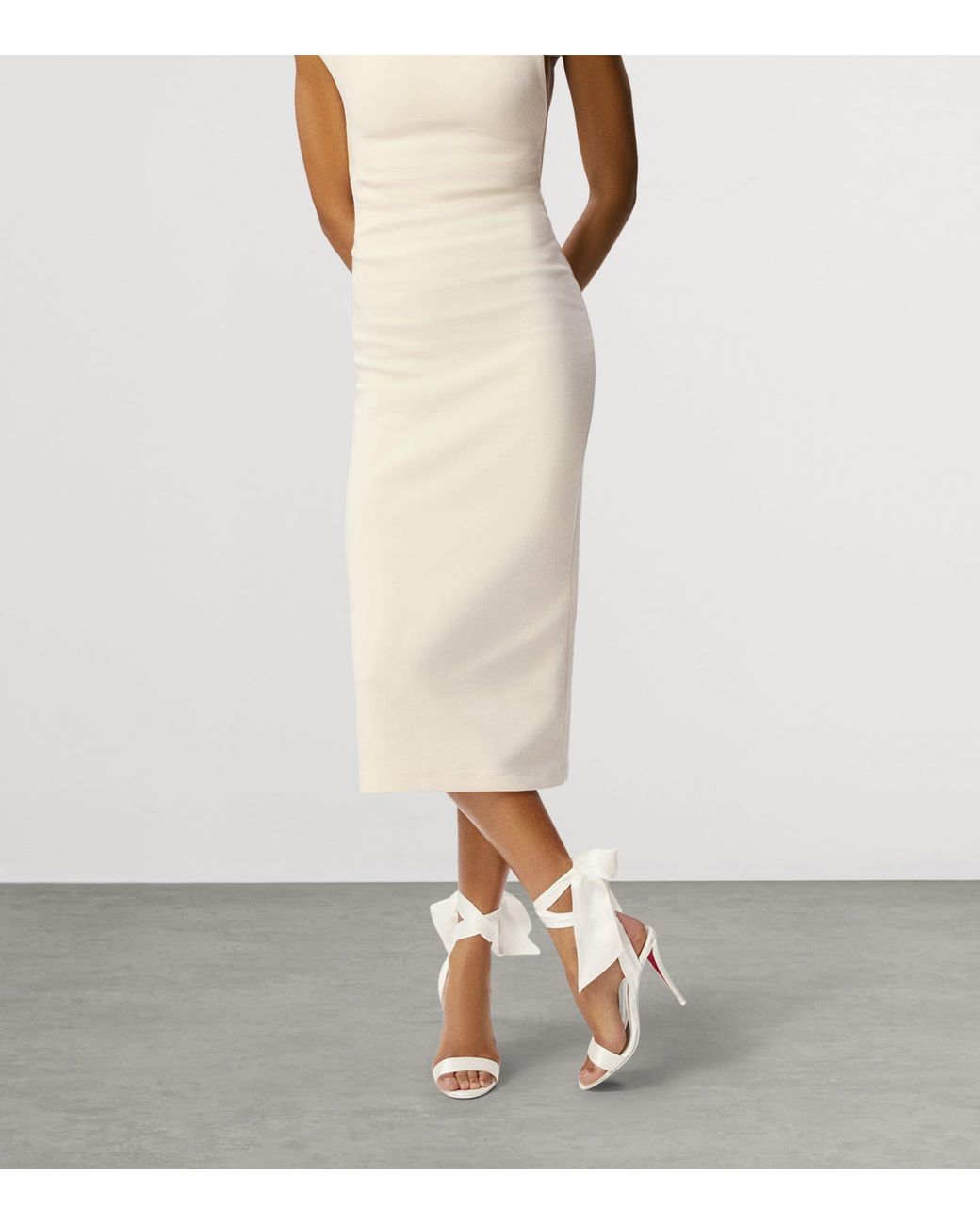 Christian Louboutin Miss Z 100 Satin Heeled Sandals in White | Lyst