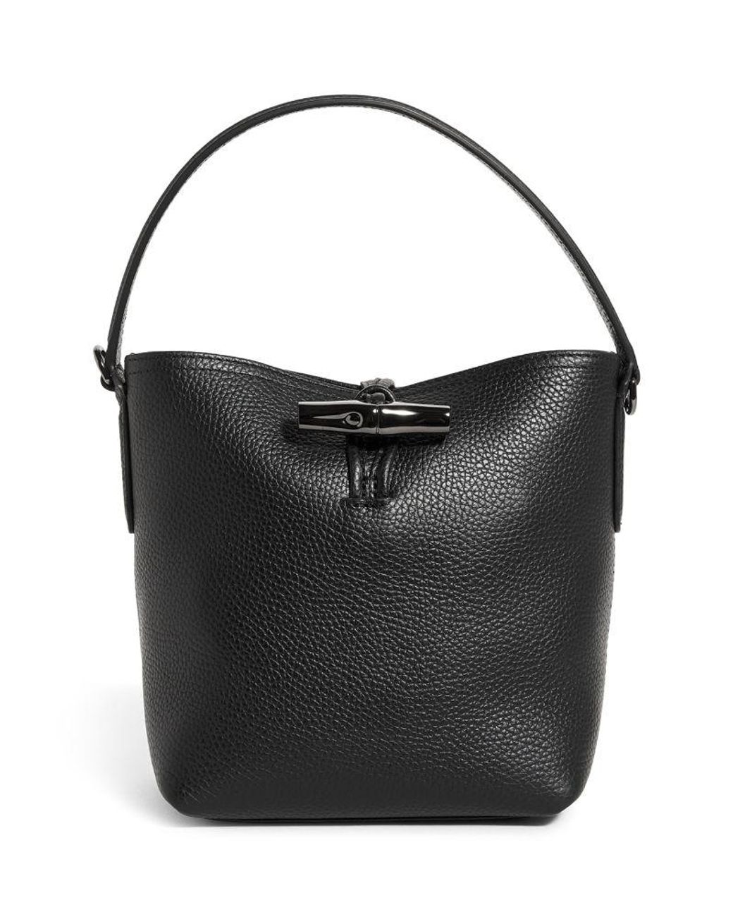 Longchamp Extra Small Leather Le Roseau Essential Bucket Bag in Black ...