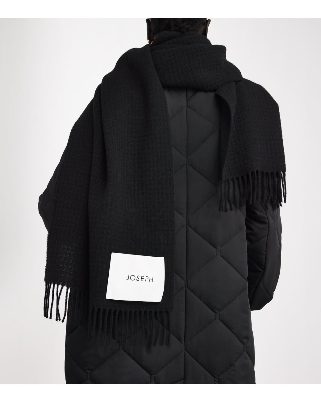 JOSEPH Wool Flora Waffle Scarf in Black | Lyst