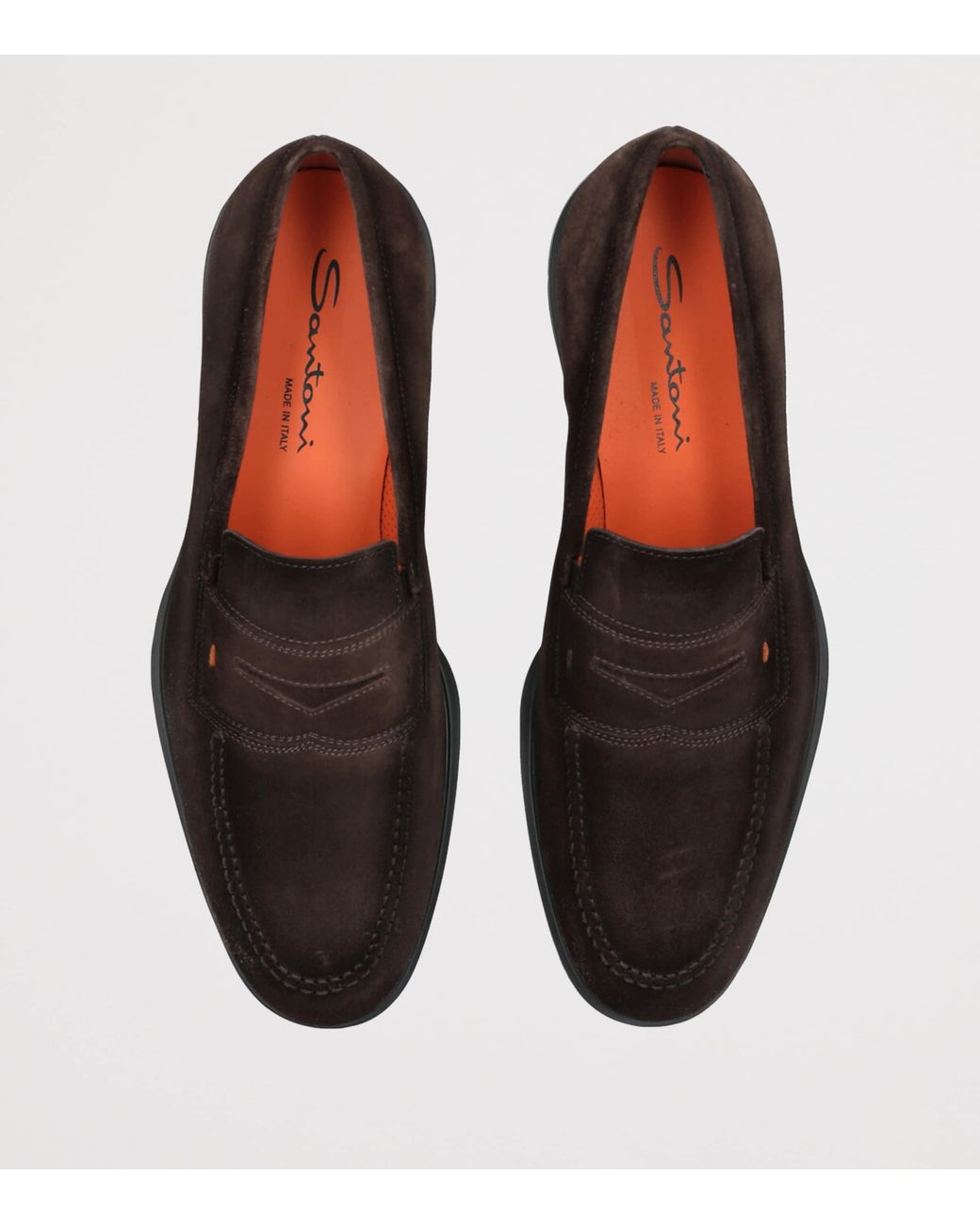 Santoni Suede Easy Penny Loafers in Brown for Men | Lyst