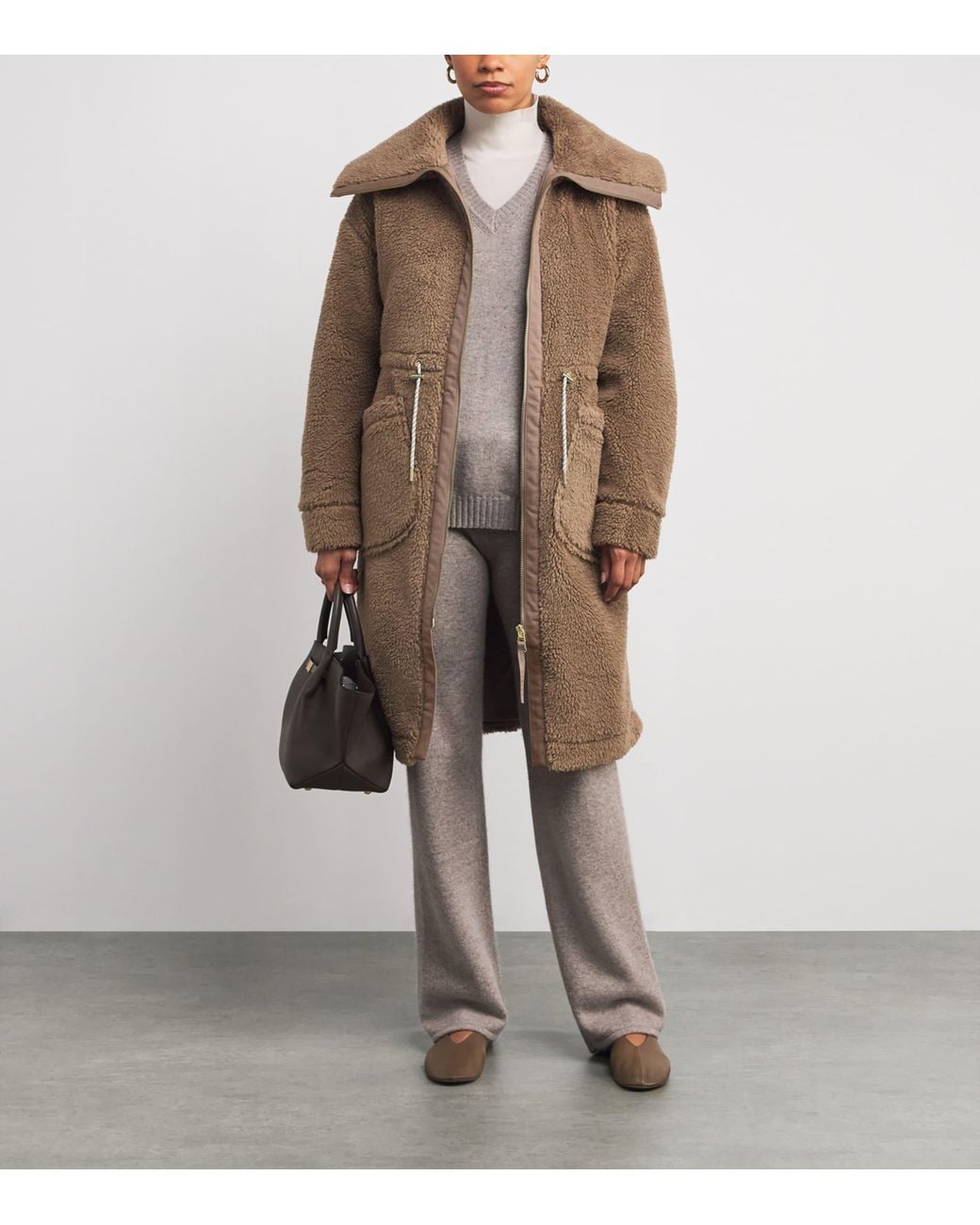 Varley Sherpa Logan Longline Coat in Brown | Lyst