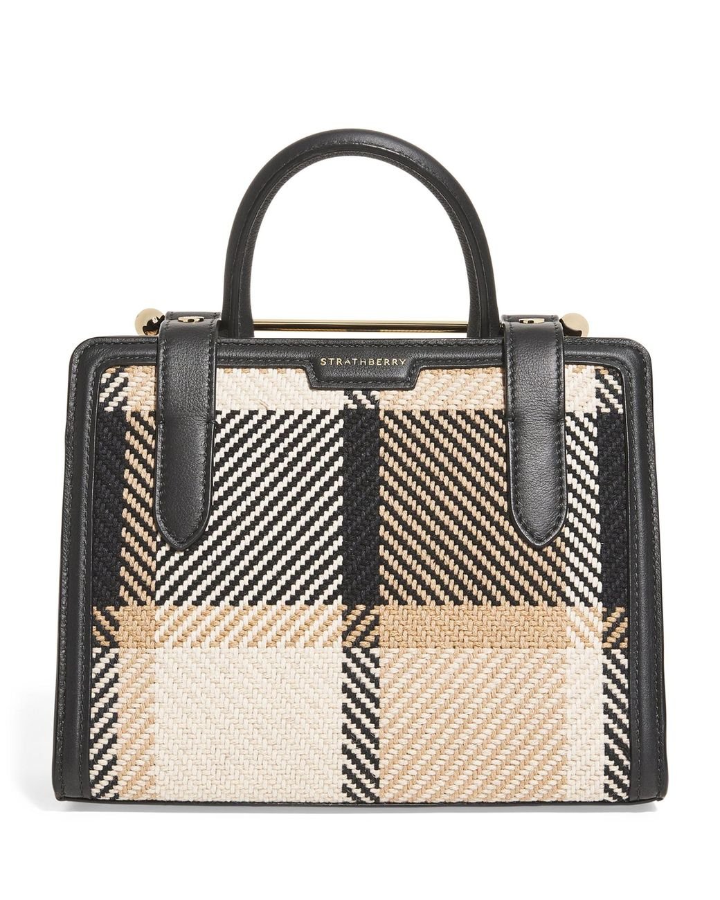 Strathberry Leather Mini Tartan Tote Bag | Lyst