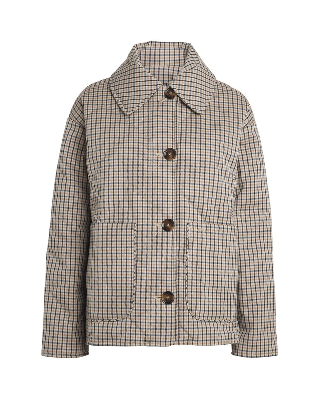 Barbour Check Cassidie Quilted Jacket in Gray | Lyst