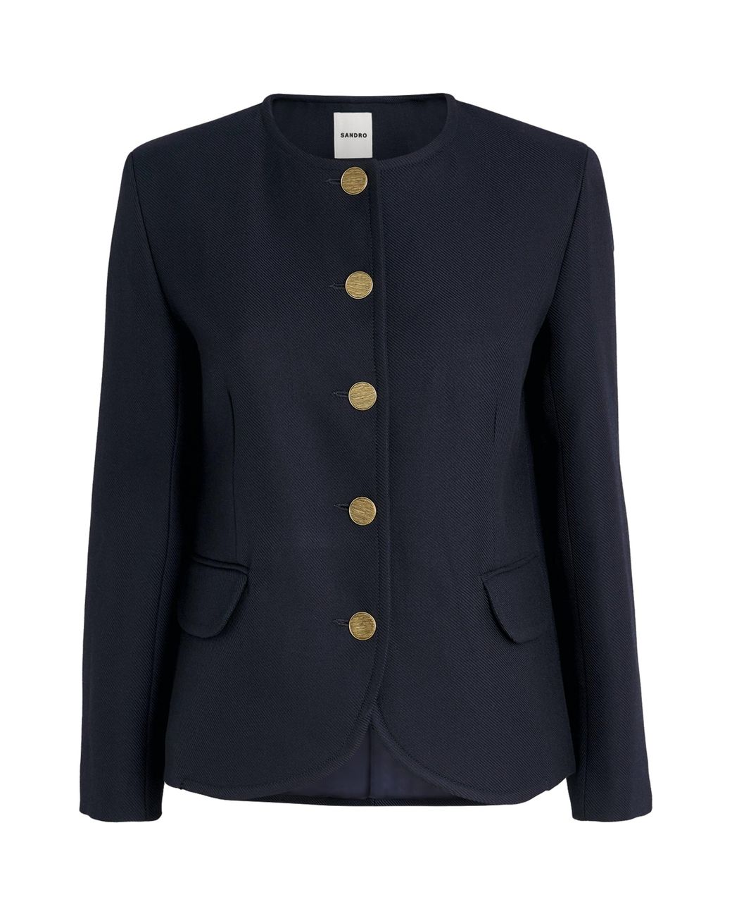 Sandro Twill Rounded Jacket in Blue | Lyst