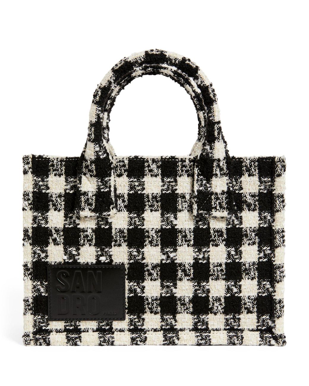 Sandro Small Tweed Kasbah Tote Bag in Black | Lyst