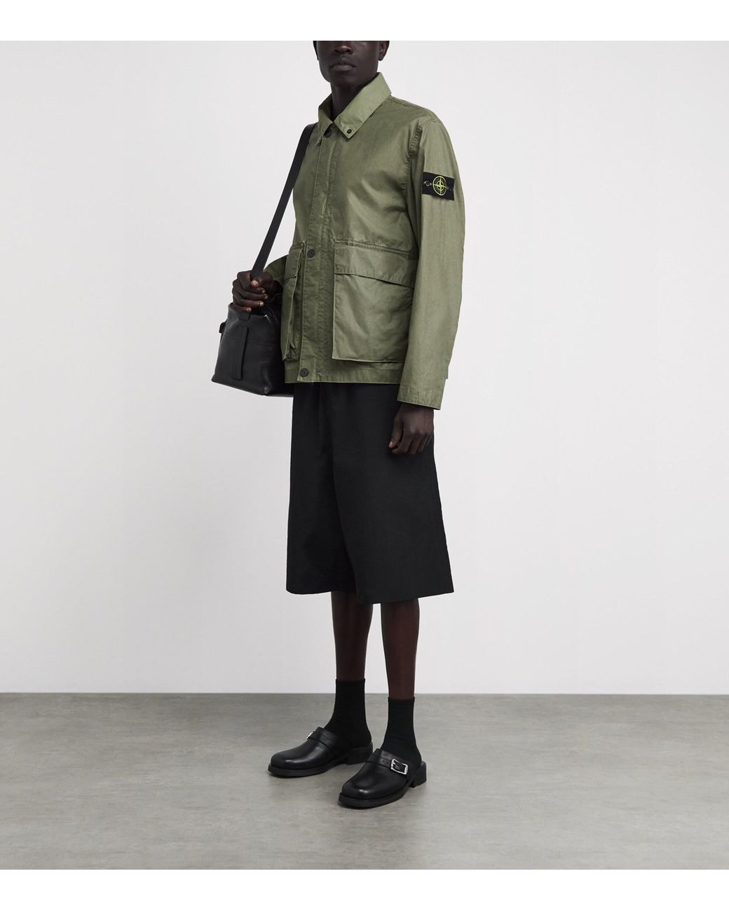 Stone Island Waxed Canvas Coach Jacket in Green for Men | Lyst UK