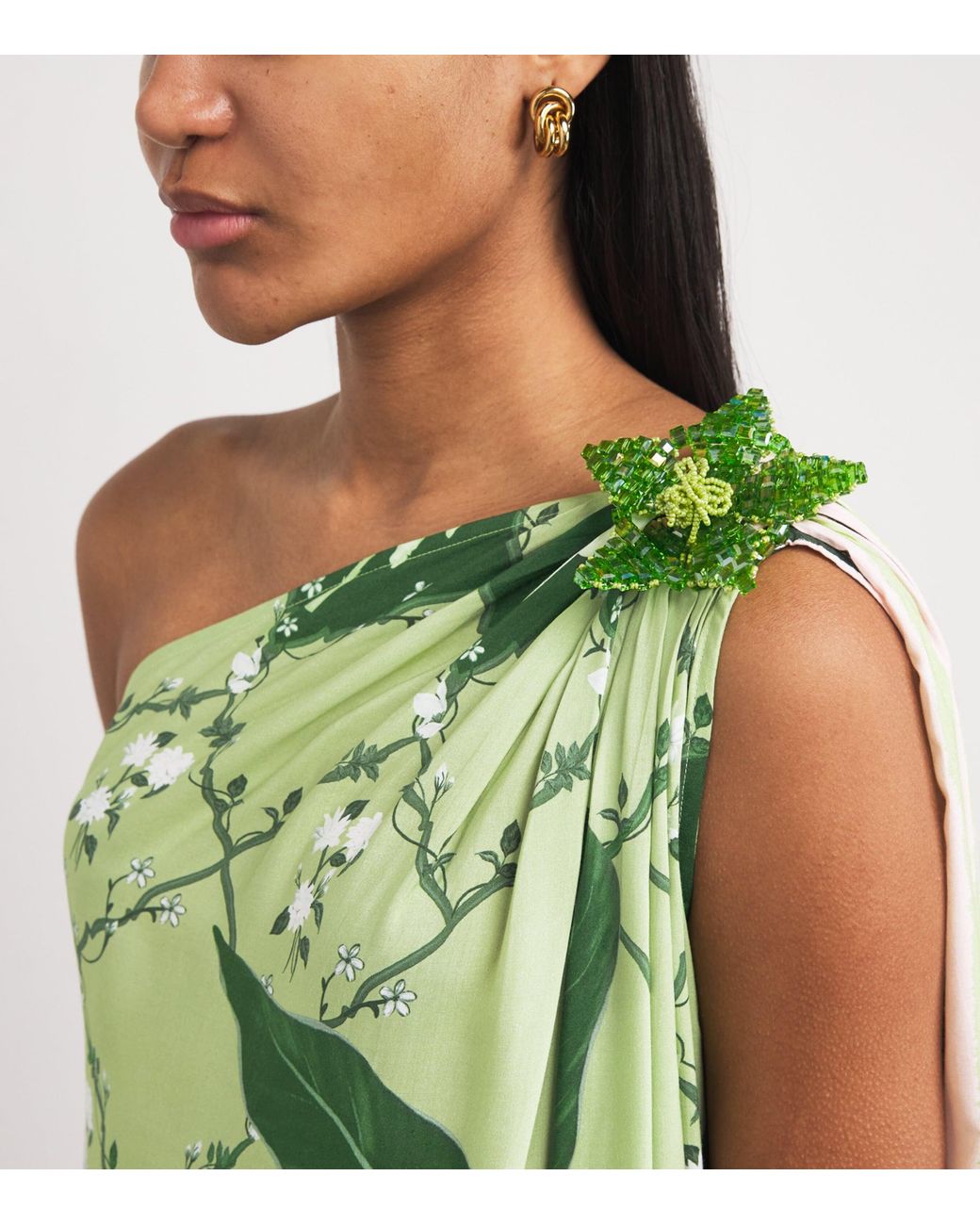 VERANDAH One-Shoulder Toga Maxi Dress in Green | Lyst