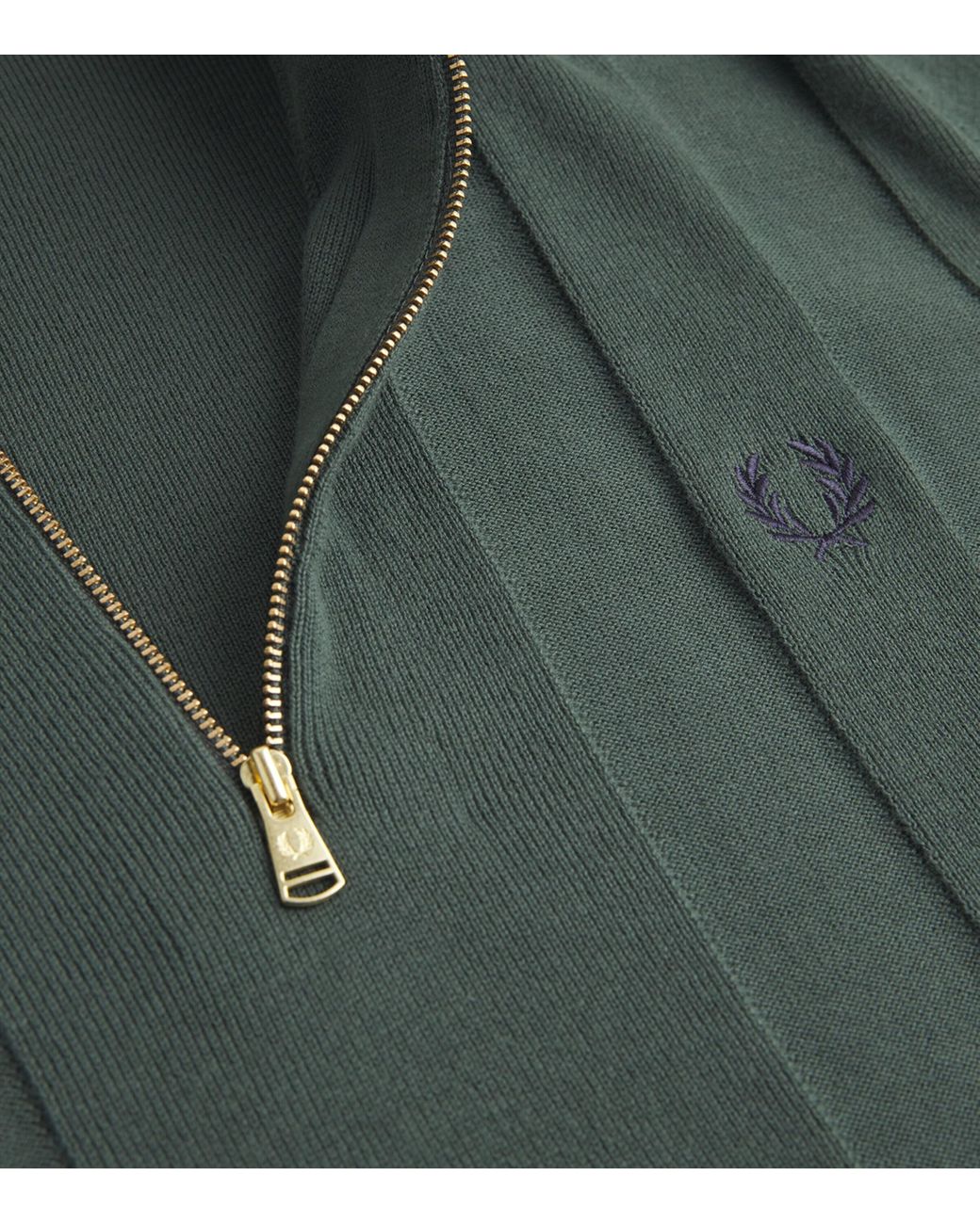 Fred Perry Cotton Zip-Up Polo Shirt in Green for Men | Lyst