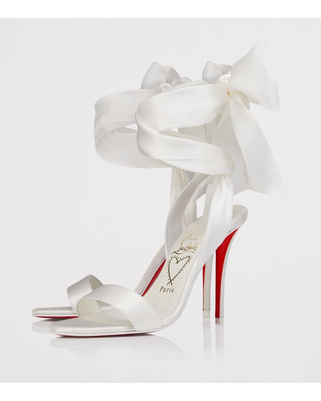 Christian Louboutin Miss Z 100 Satin Heeled Sandals in White | Lyst