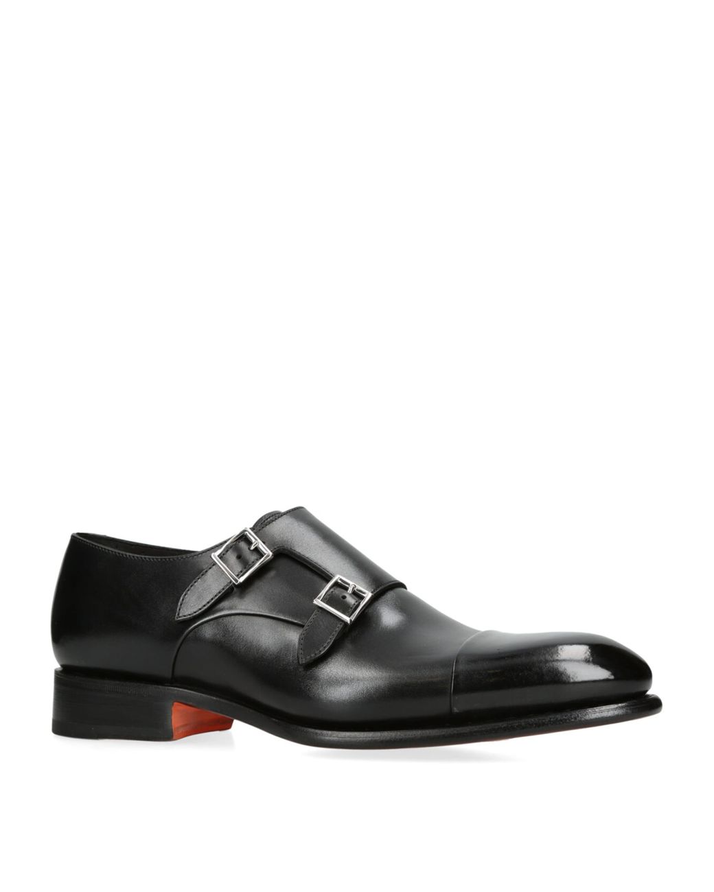 Santoni Leather Carter Double Monk Shoes in Black for Men | Lyst