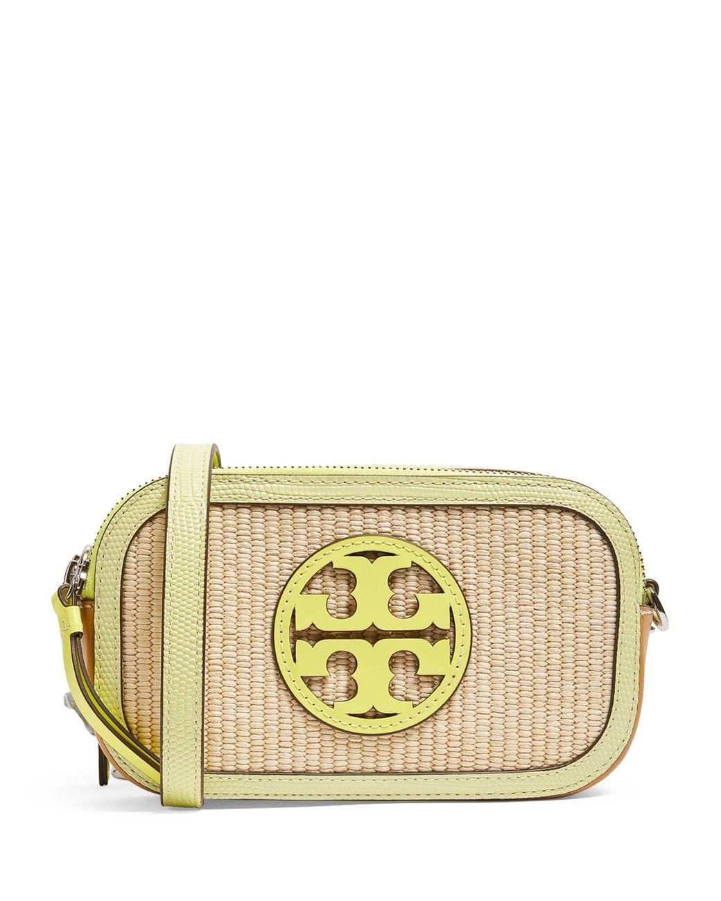 Tory Burch Raffia Mini Miller Cross-body Bag in Metallic | Lyst