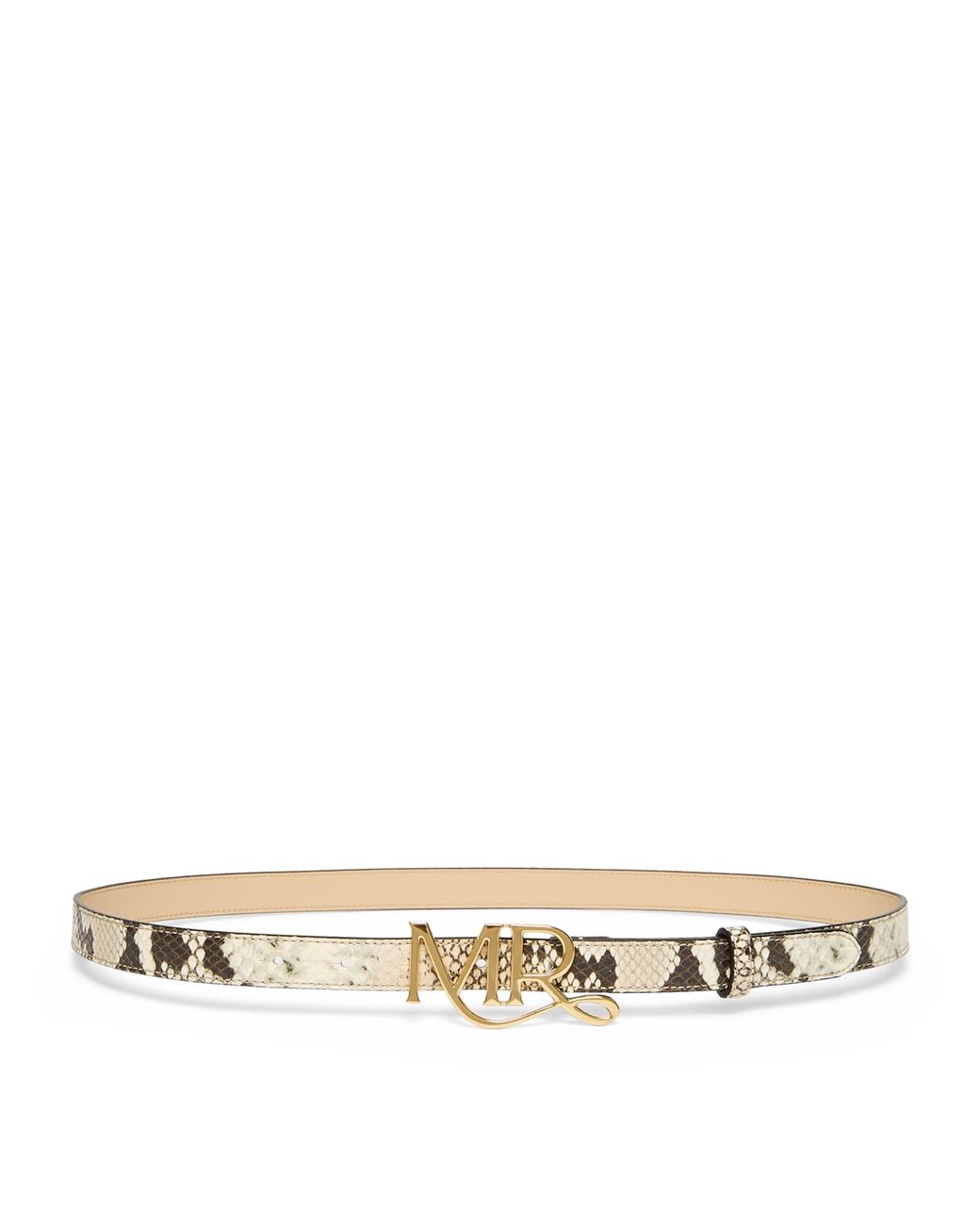 Marina Rinaldi Leather Snakeskin-Effect Logo Belt in Metallic | Lyst UK